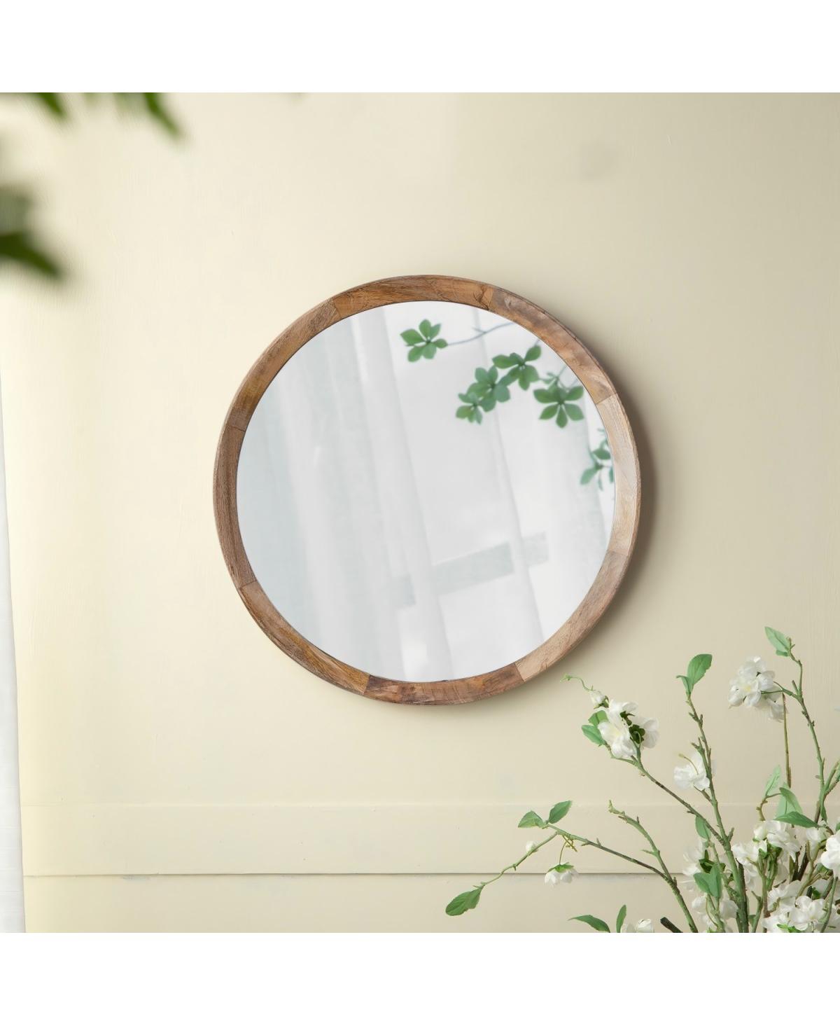 Click here for Laoties 20 Round Solid Mango Wood Wall Mirror  Mod... prices