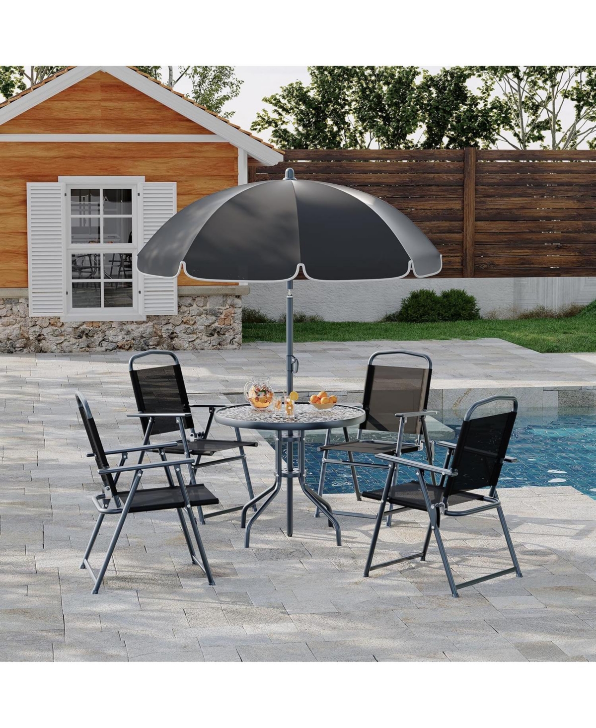 Click here for gaomon 6 Piece Outdoor Dining Set With Umbrella  P... prices