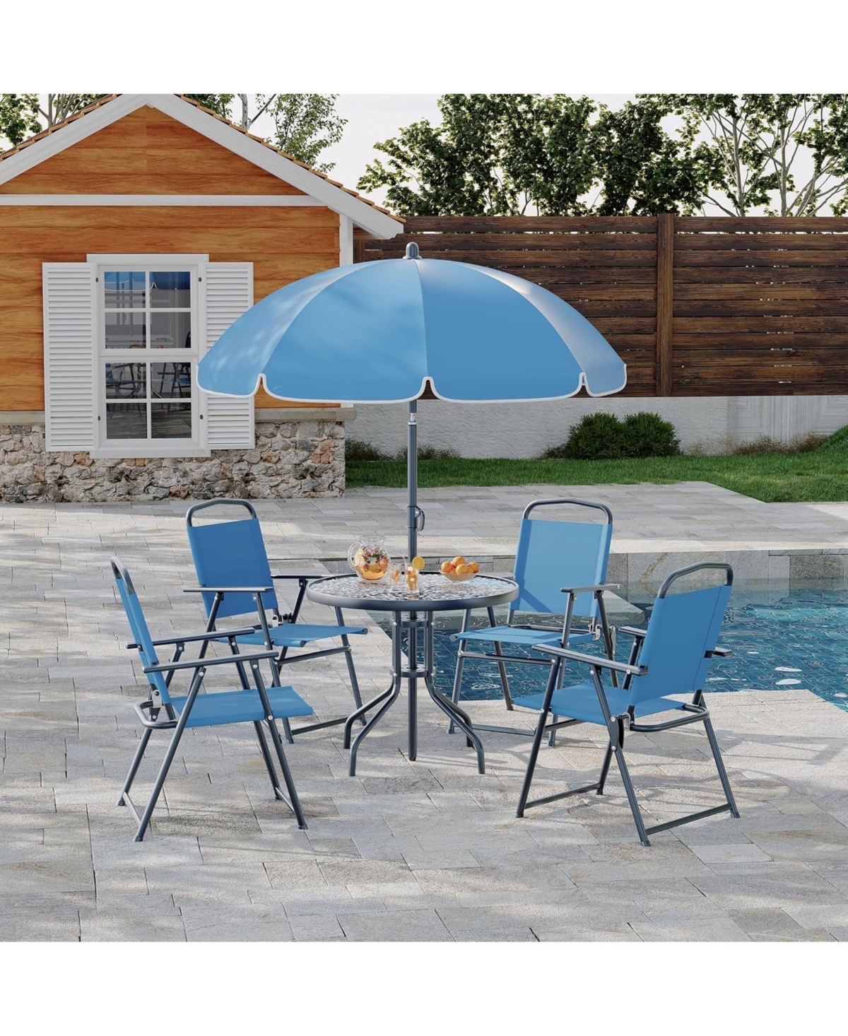 Click here for gaomon 6 Piece Outdoor Dining Set With Umbrella  P... prices