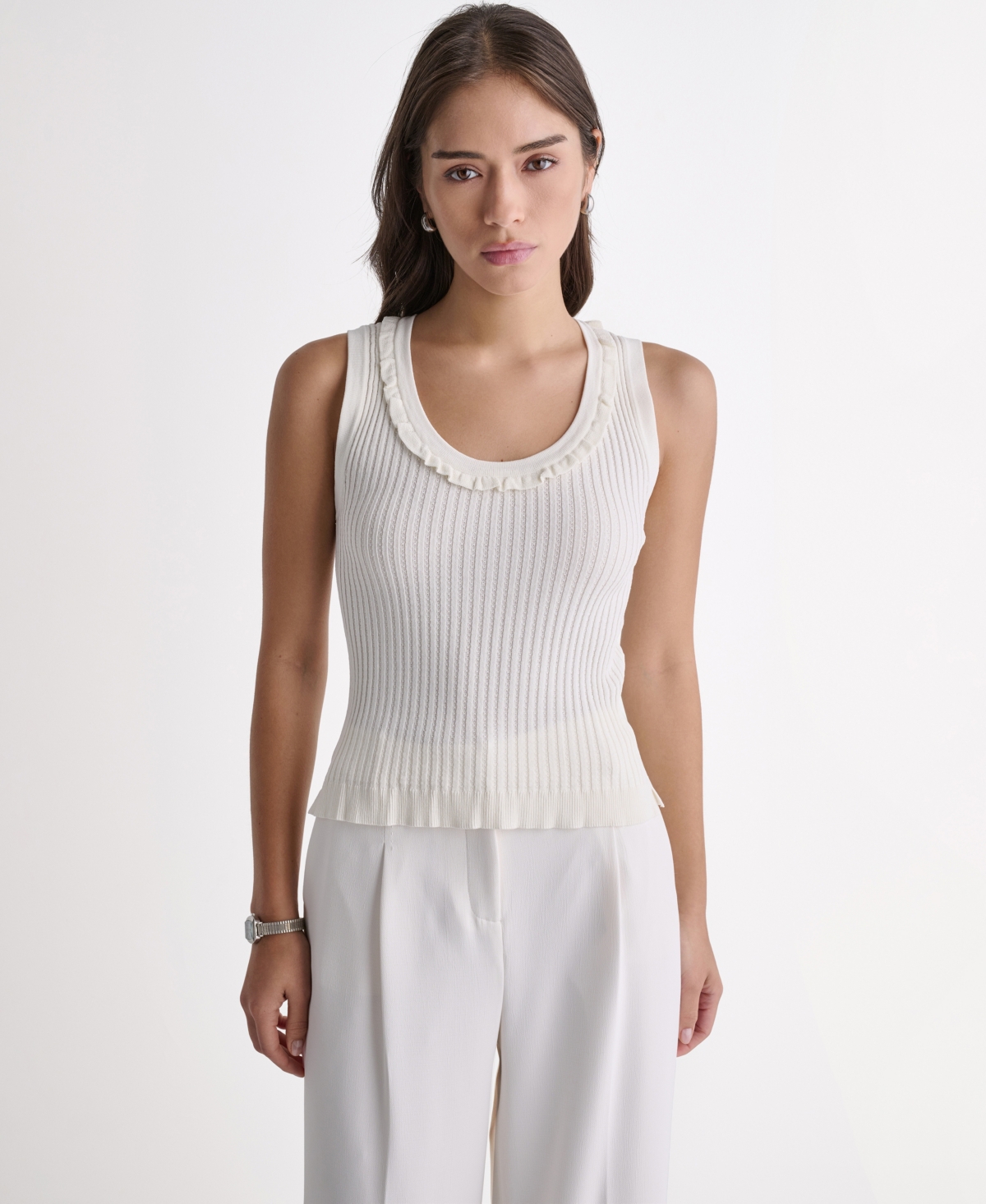 Click here for Bcbg Womens Sleeveless Scoop Neck Knit Top - Whisp... prices