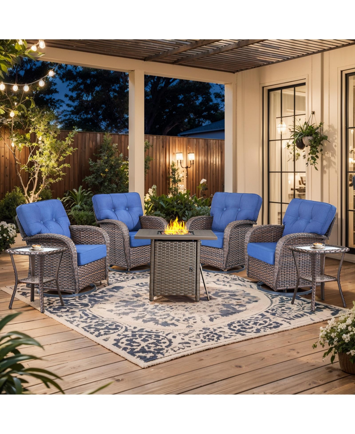 Click here for Pocassy 7Pcs Patio Rocking Swivel Chair with Squar... prices