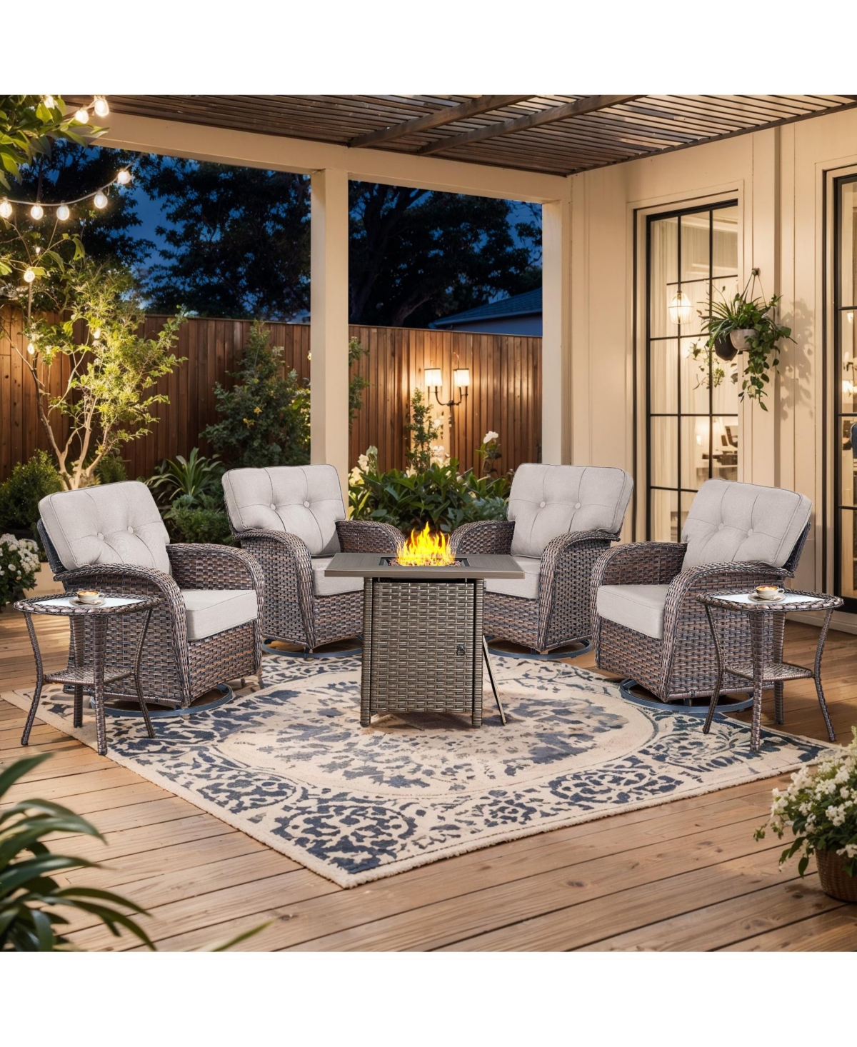 Click here for Pocassy 7Pcs Patio Rocking Swivel Chair with Squar... prices