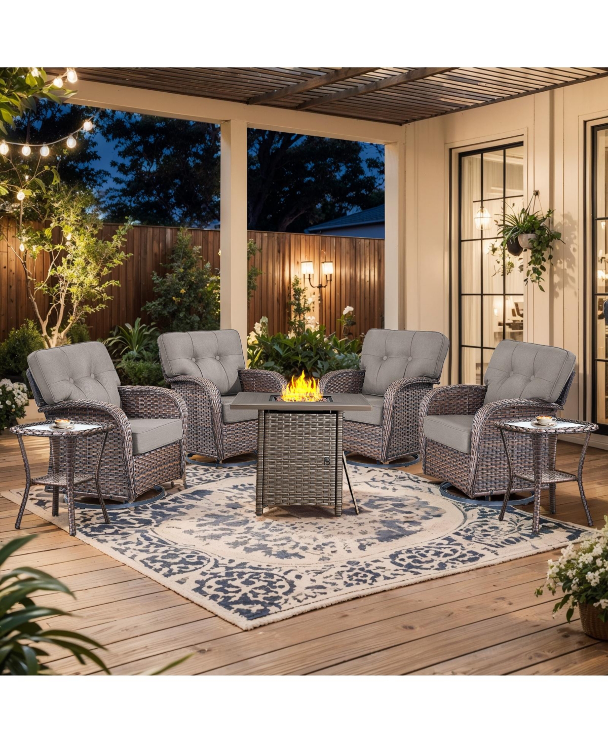 Click here for Pocassy 7Pcs Patio Rocking Swivel Chair with Squar... prices