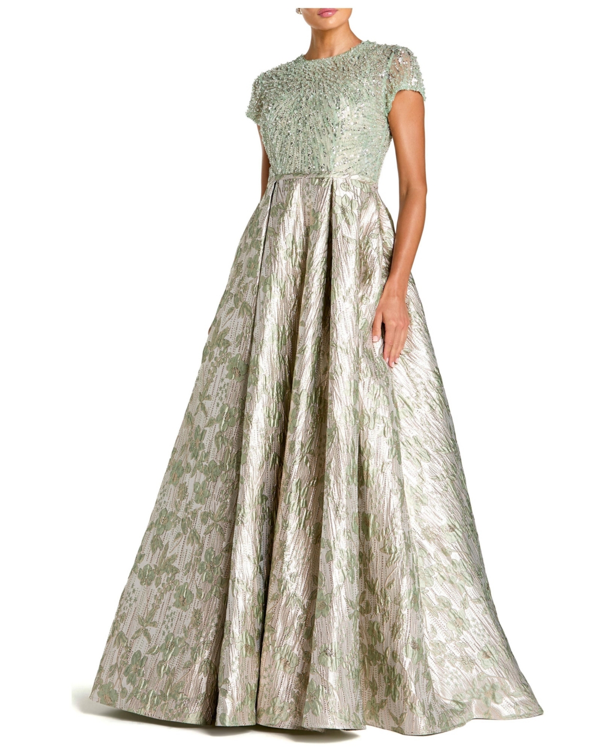 Click here for Mac Duggal Womens Beaded Cap Sleeve Ball Gown with... prices
