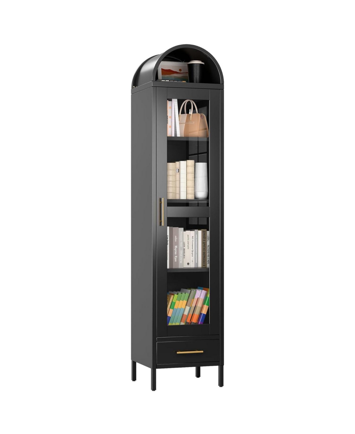 Click here for Boyel Living 73 Metal Arched Bookcase Cabinet  Gla... prices