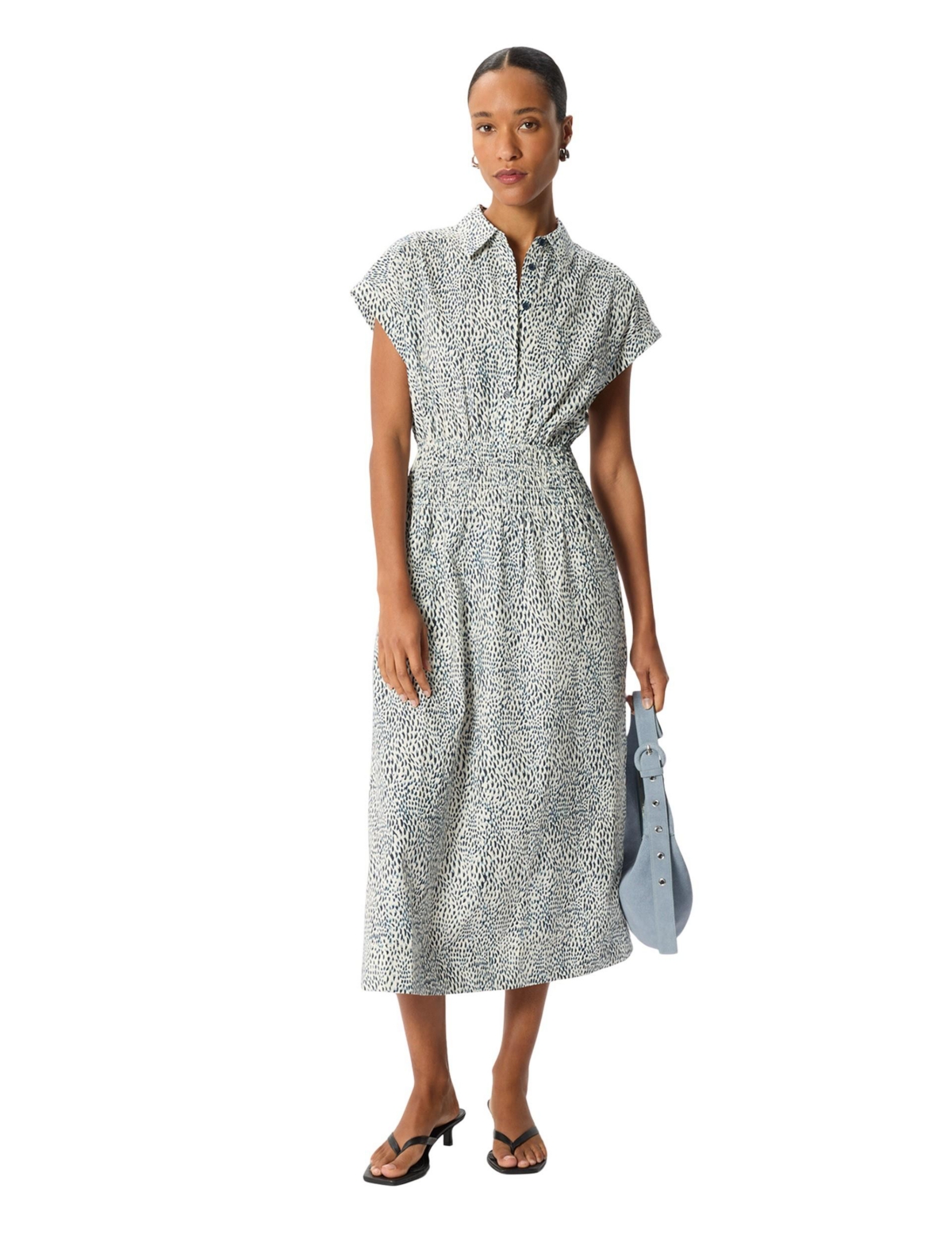 Click here for Whistles Womens Flecked Animal Collared Dress - Na... prices