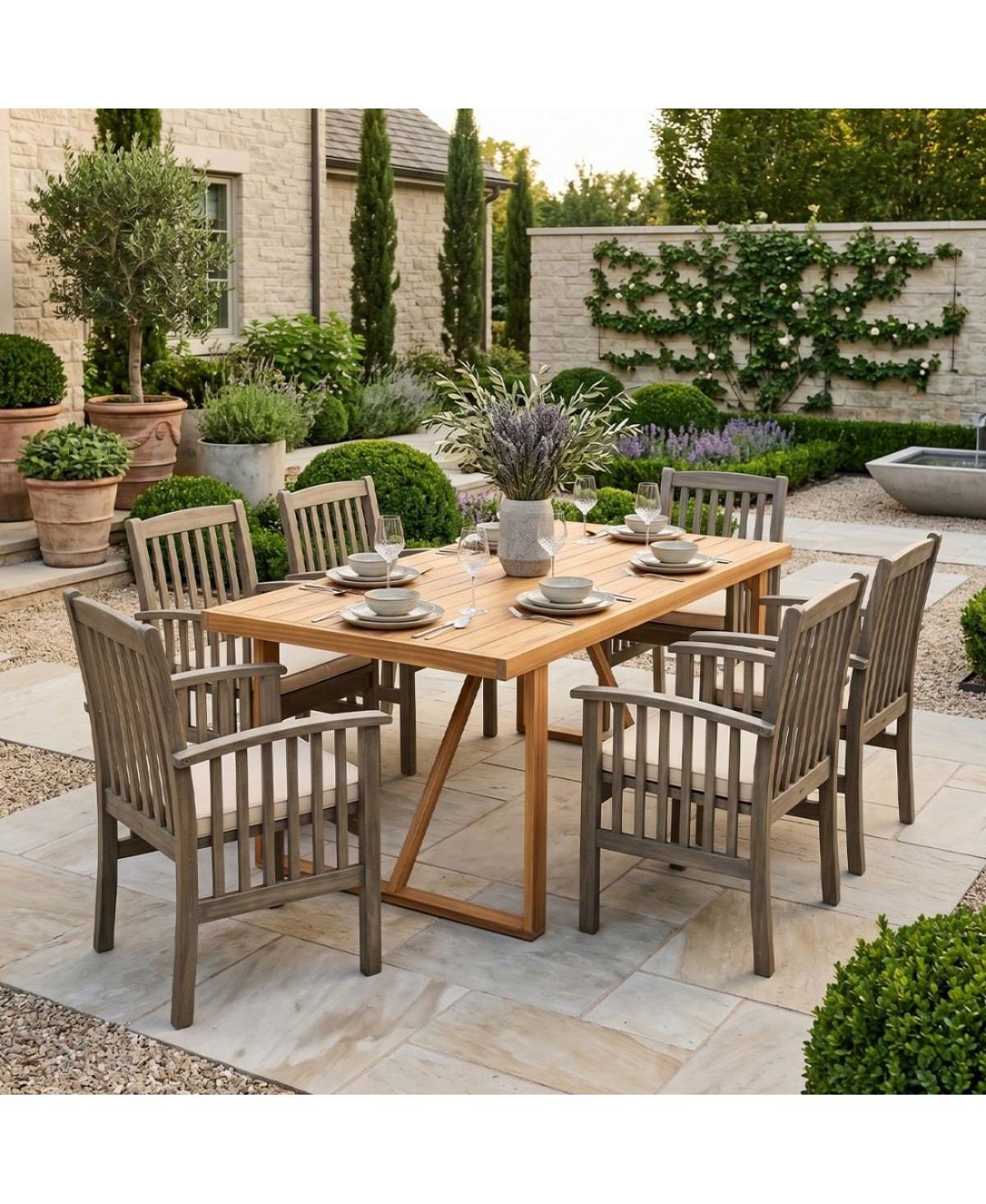 Click here for Asagikoiai 7-Piece Patio Dining Set  Acacia Wood T... prices
