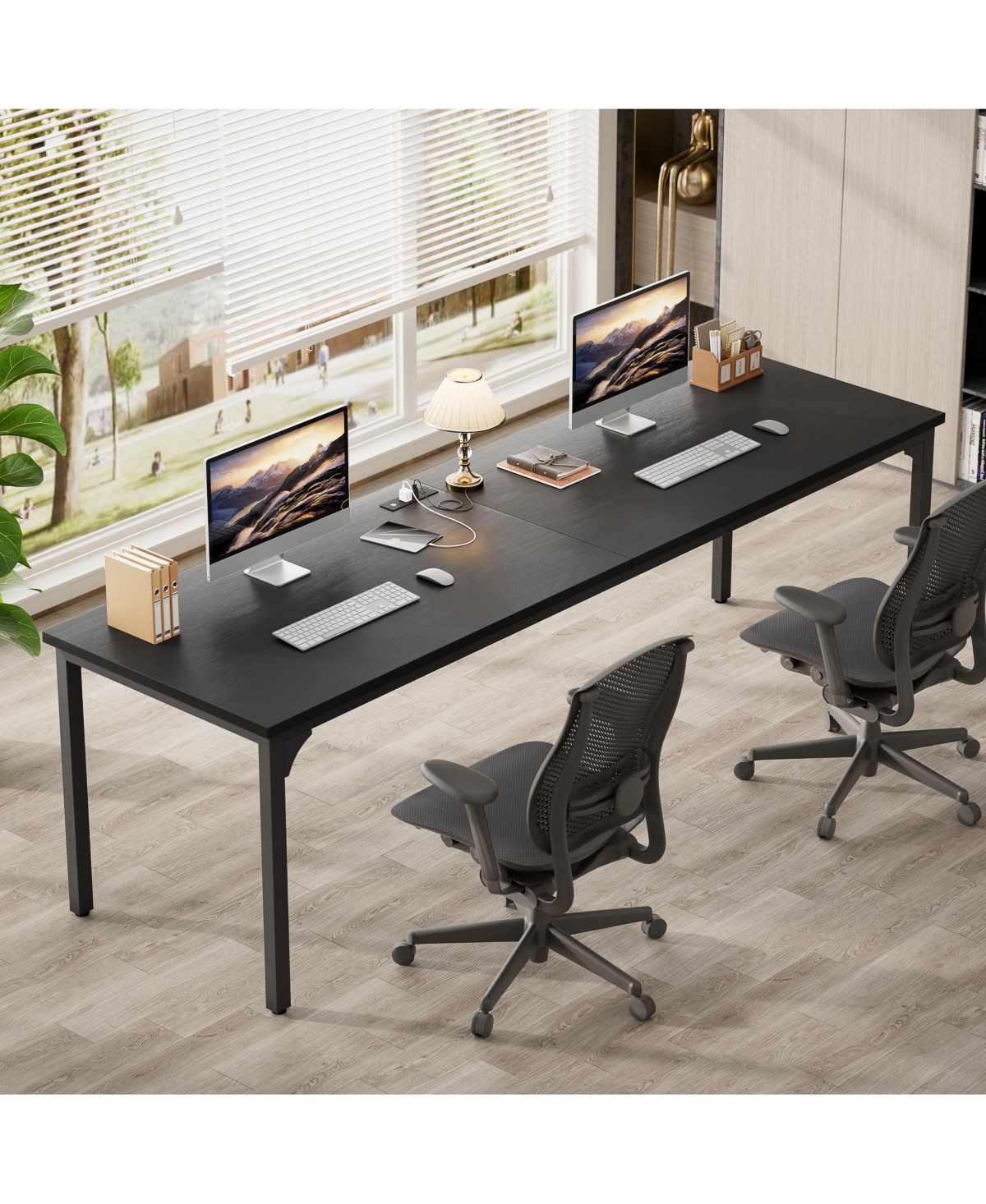 Click here for Aheaplus 78.8 W Rectangle Computer Desk  Wood Top... prices
