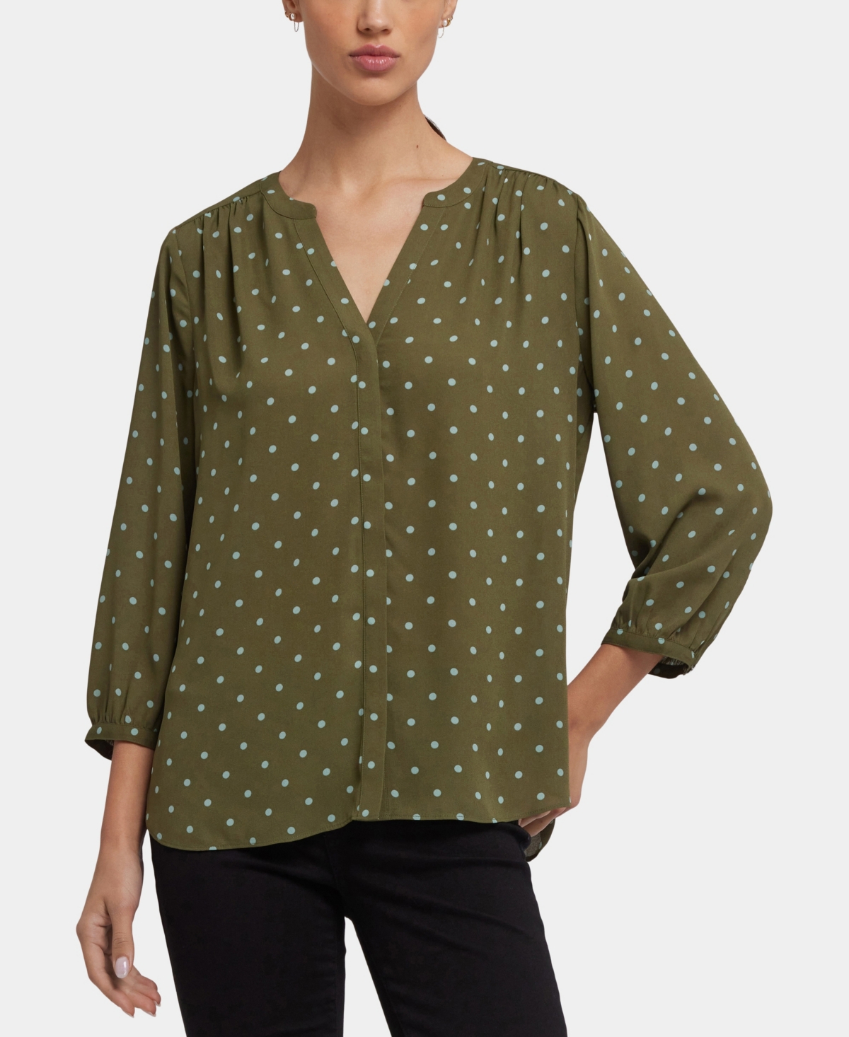 Click here for Nydj Womens Pintuck Split Neck Top - Delfina Dots prices