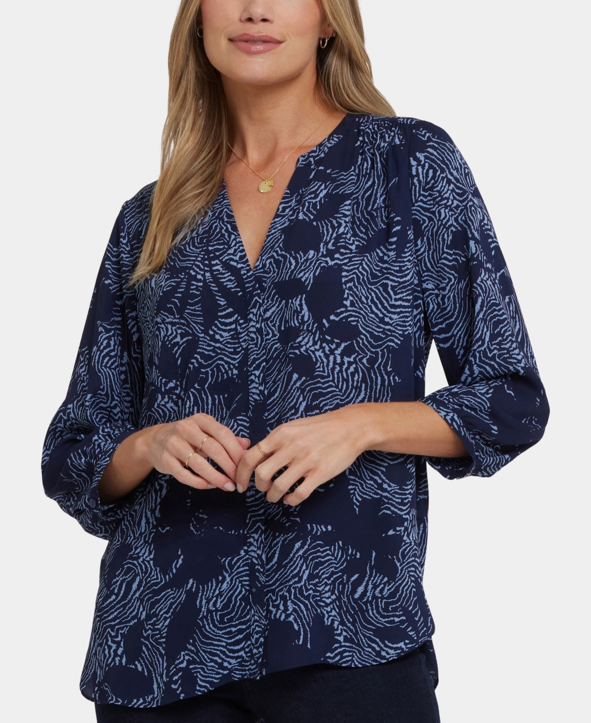 Click here for Nydj Womens Pintuck Split Neck Top - Manuela Reina prices