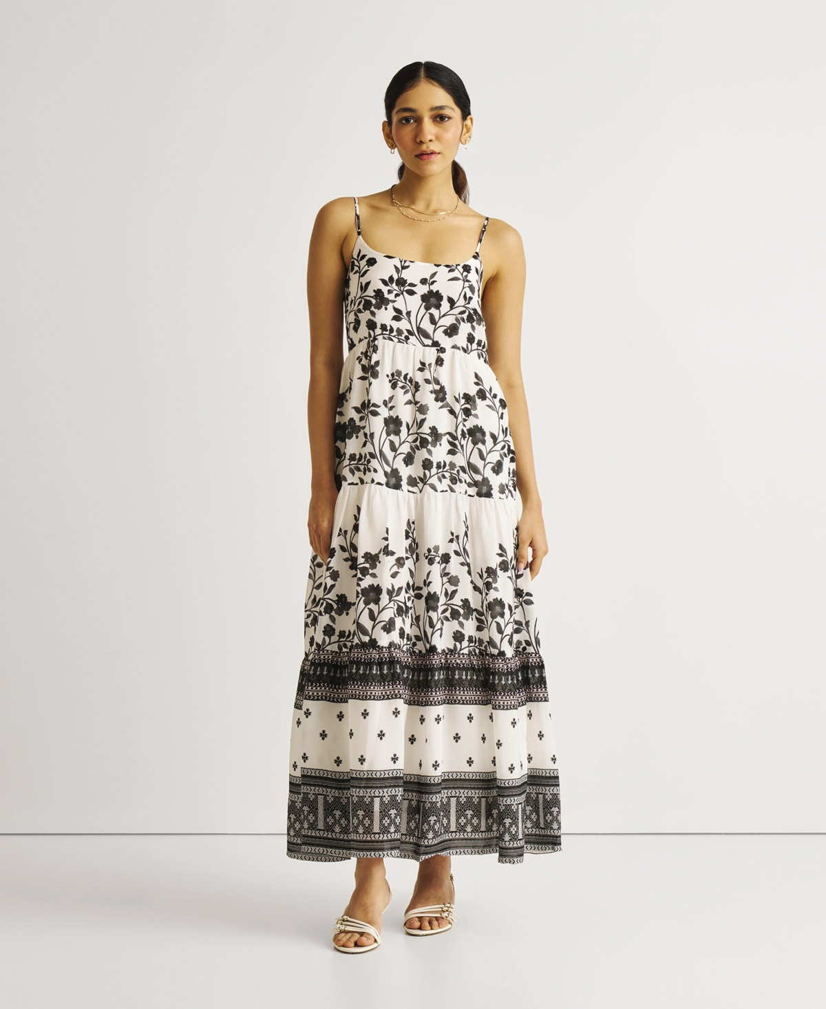 Click here for Reistor Womens Strappy Tiered Maxi Dress - Black prices