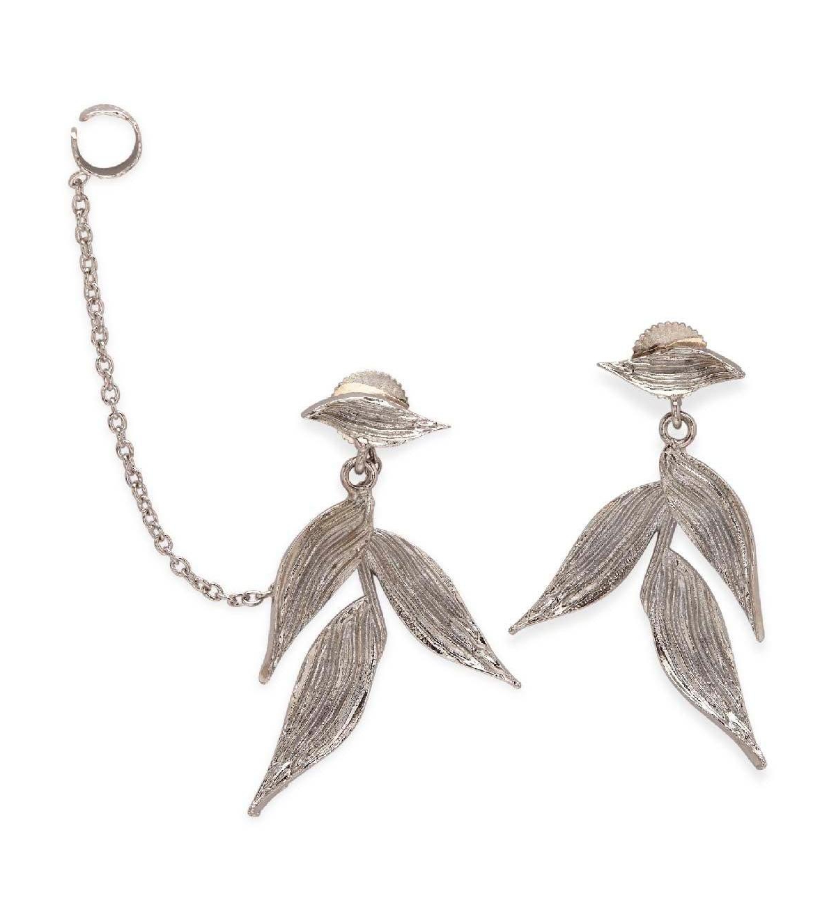 Click here for Dhwani Bansal Rhodium Plated Isaro Mini Earrings w... prices
