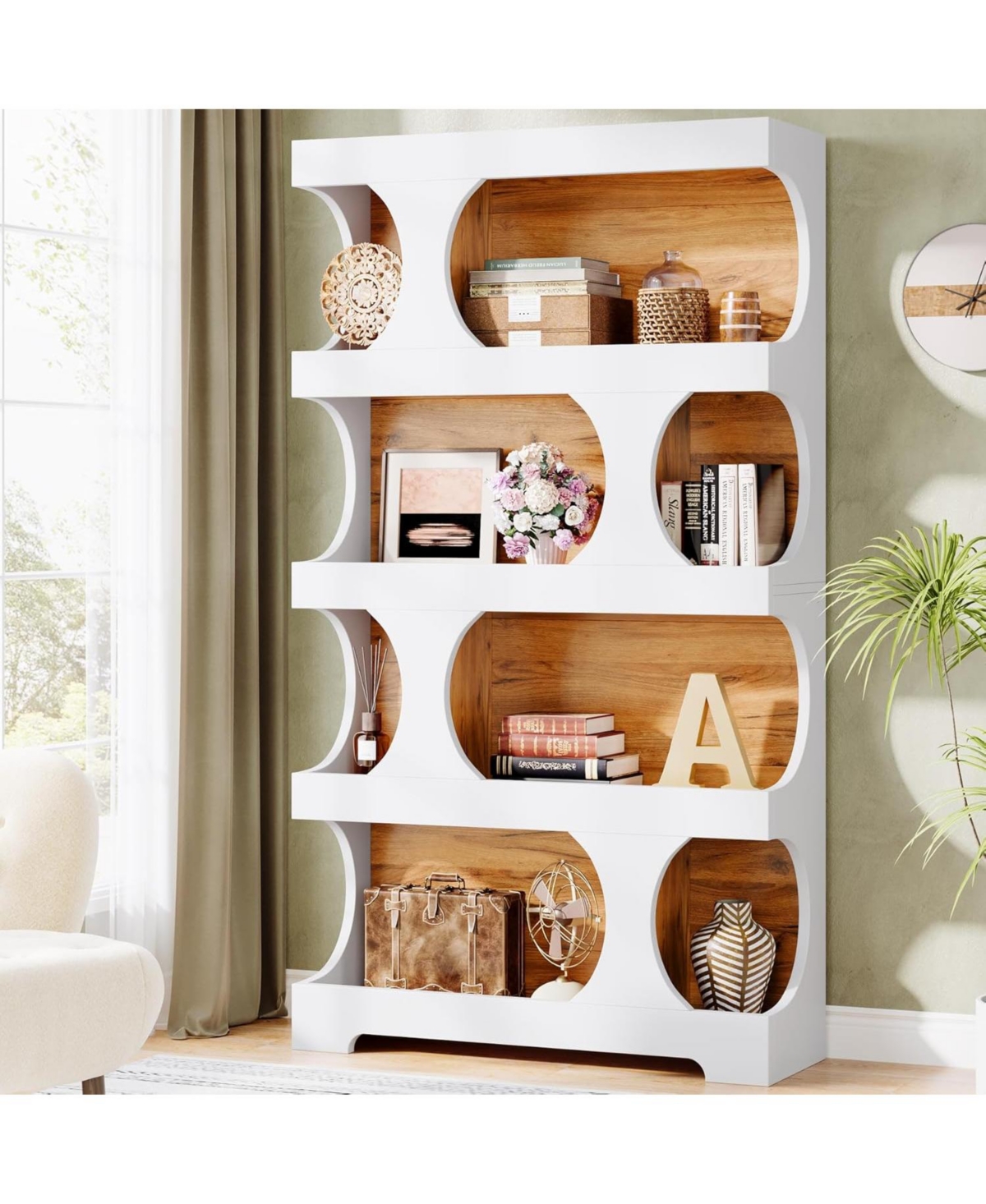 Click here for Tribesigns 71" Tall Bookcase  4-Tier S-Shaped... prices