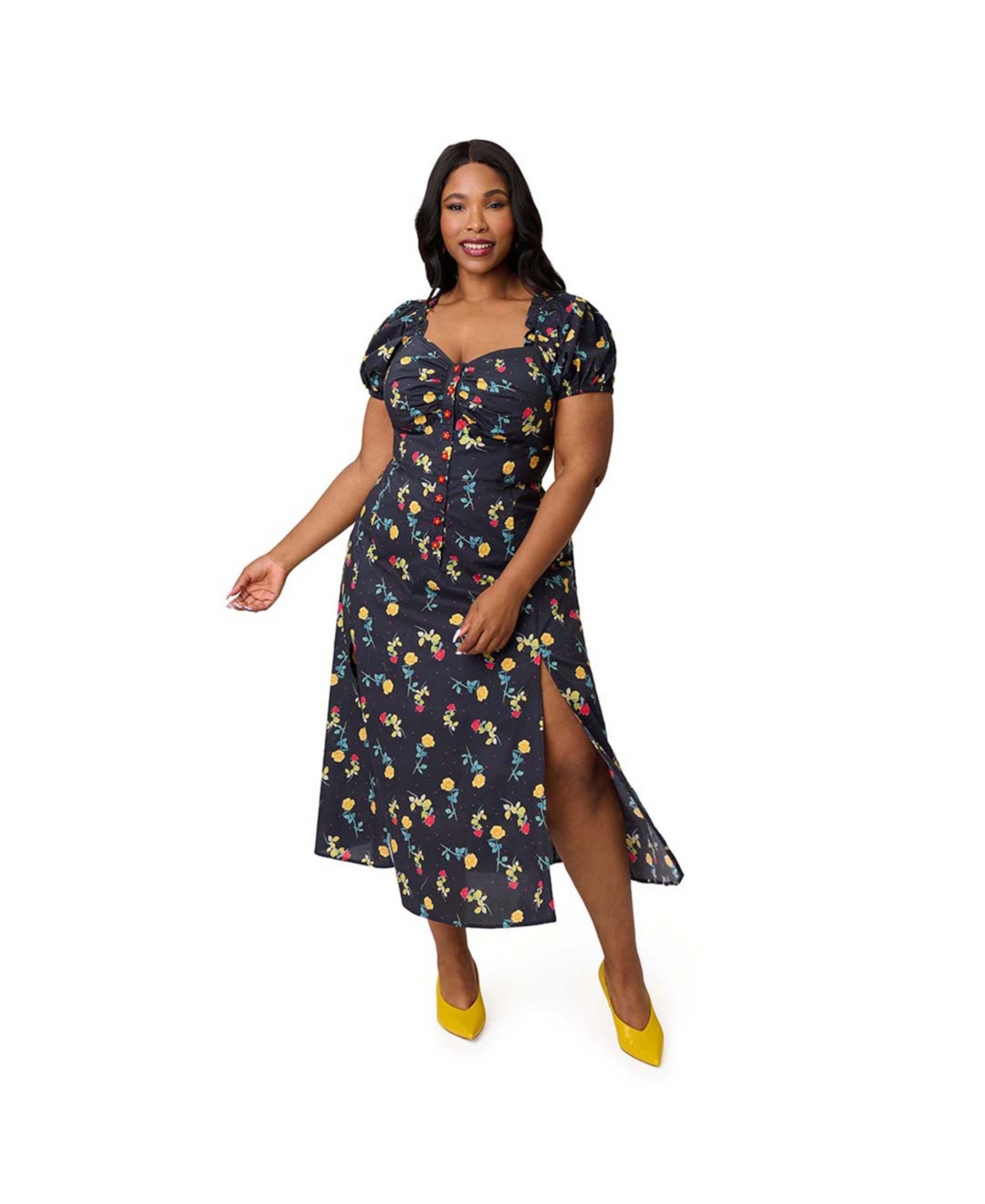 Click here for Unique Vintage Plus Size Sweetheart Midi Dress - B... prices