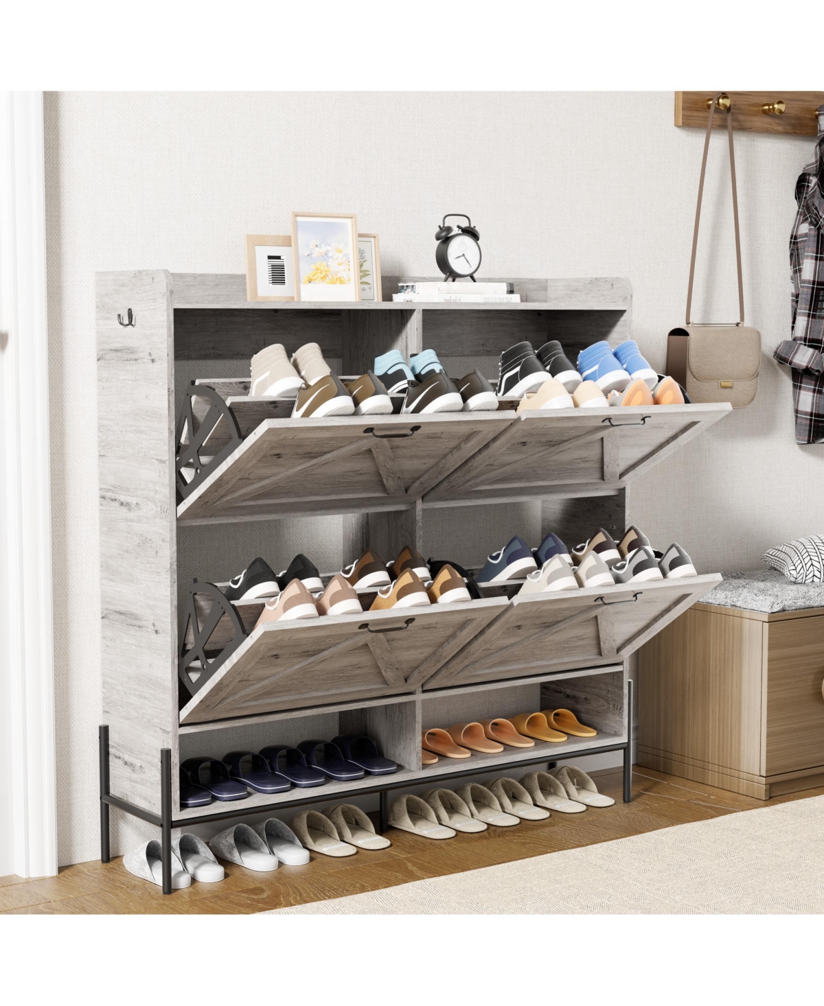 Click here for homfan Shoe Storage Cabinet with 4 Flip Drawers  S... prices