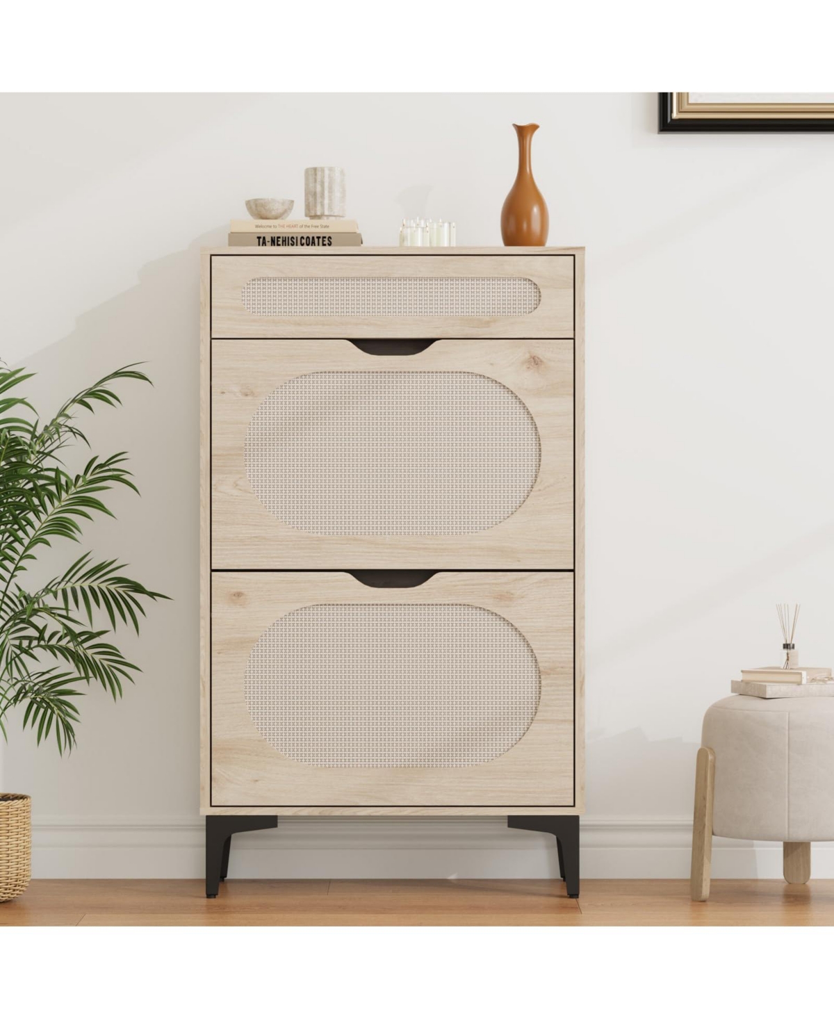 Click here for Homfan Slim Rattan Cabinet 2 Turn Over Drawers and... prices