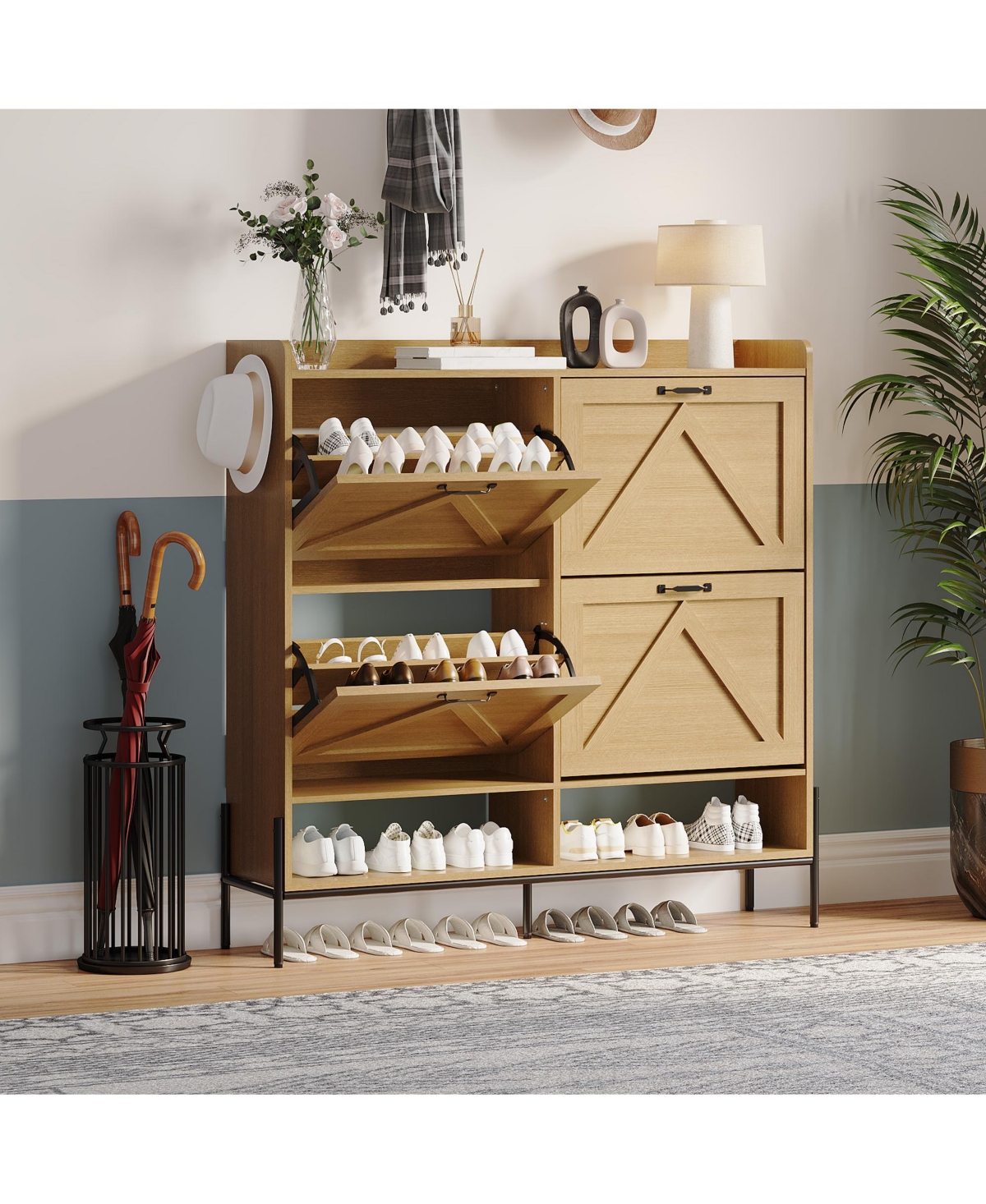 Click here for homfan Shoe Storage Cabinet with 4 Flip Drawers  S... prices