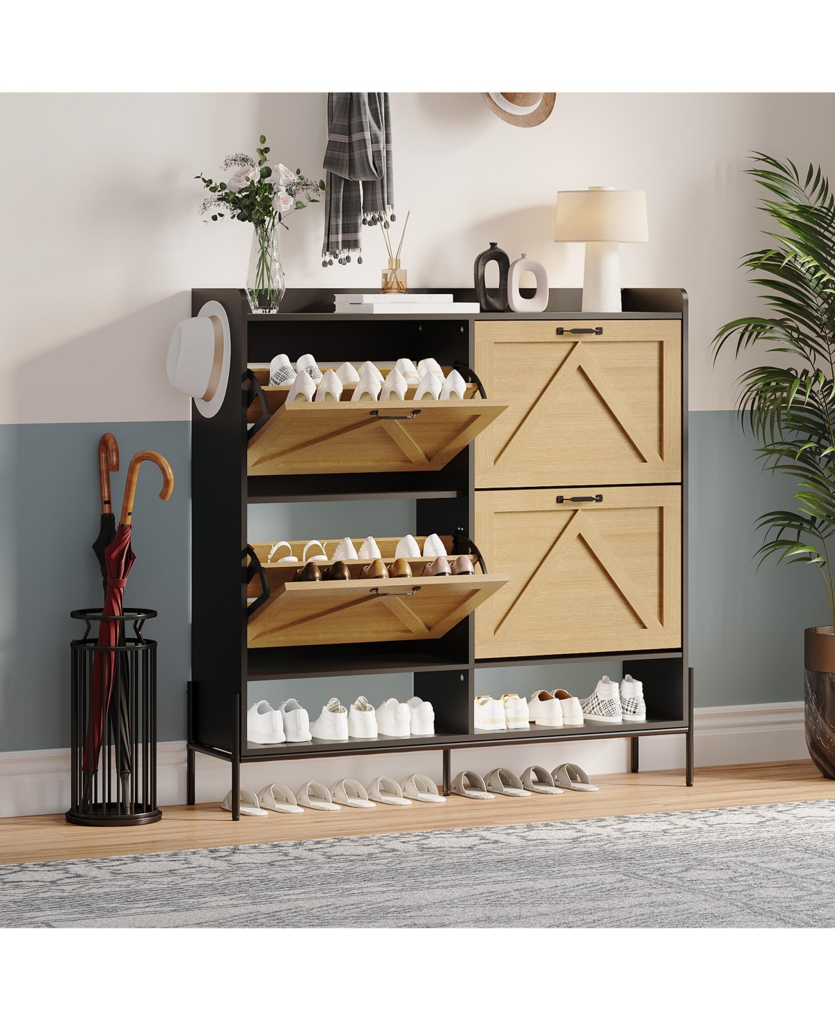 Click here for homfan Shoe Storage Cabinet with 4 Flip Drawers  S... prices