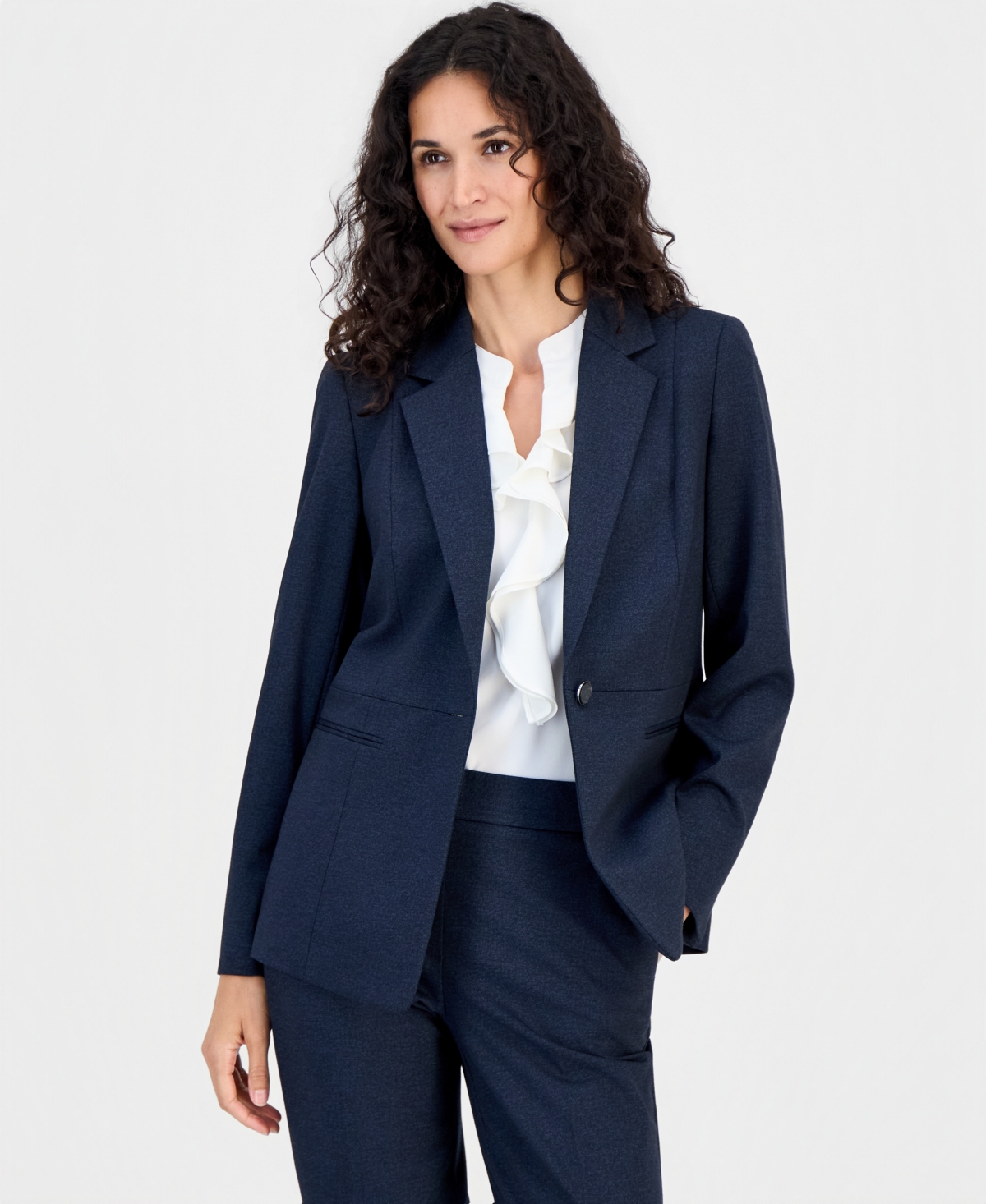 Click here for Kasper Womens Notch-Collar Waist-Seam Jacket - Mid... prices