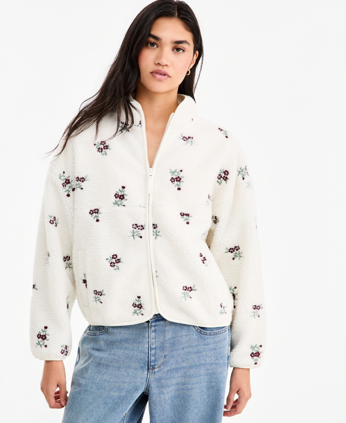 Click here for Planet Gold Juniors Floral Embroidered Zip-Front F... prices