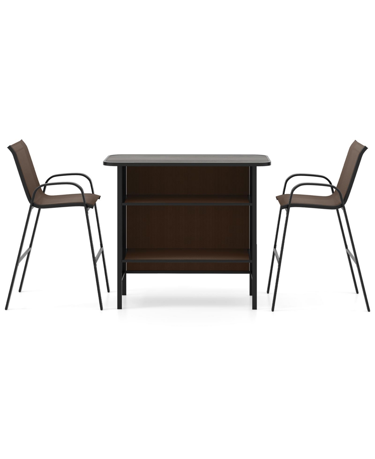 Click here for Gymax Set Of 3 Outdoor Bar Set Bar Height Table an... prices