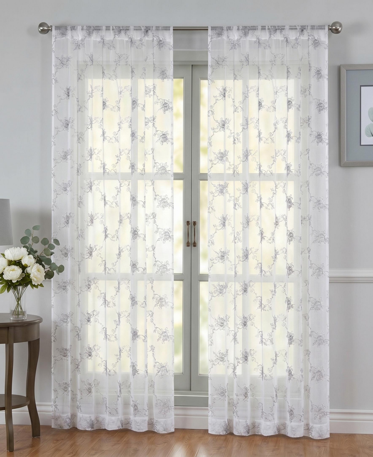 Click here for Shadisfy Sheer Voile Curtains with Rose Embroidery... prices