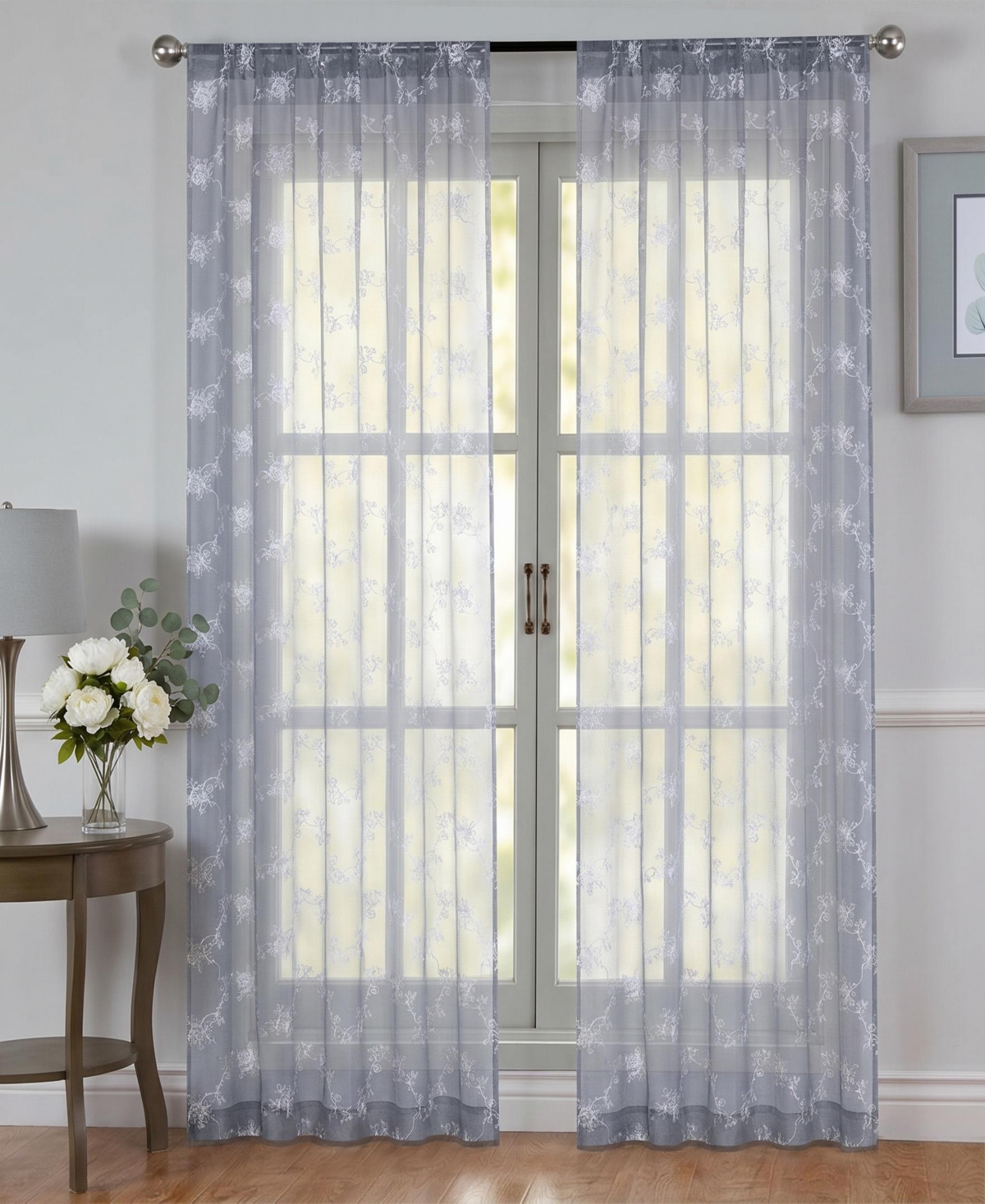 Click here for Shadisfy Sheer Voile Curtains with Rose Embroidery... prices