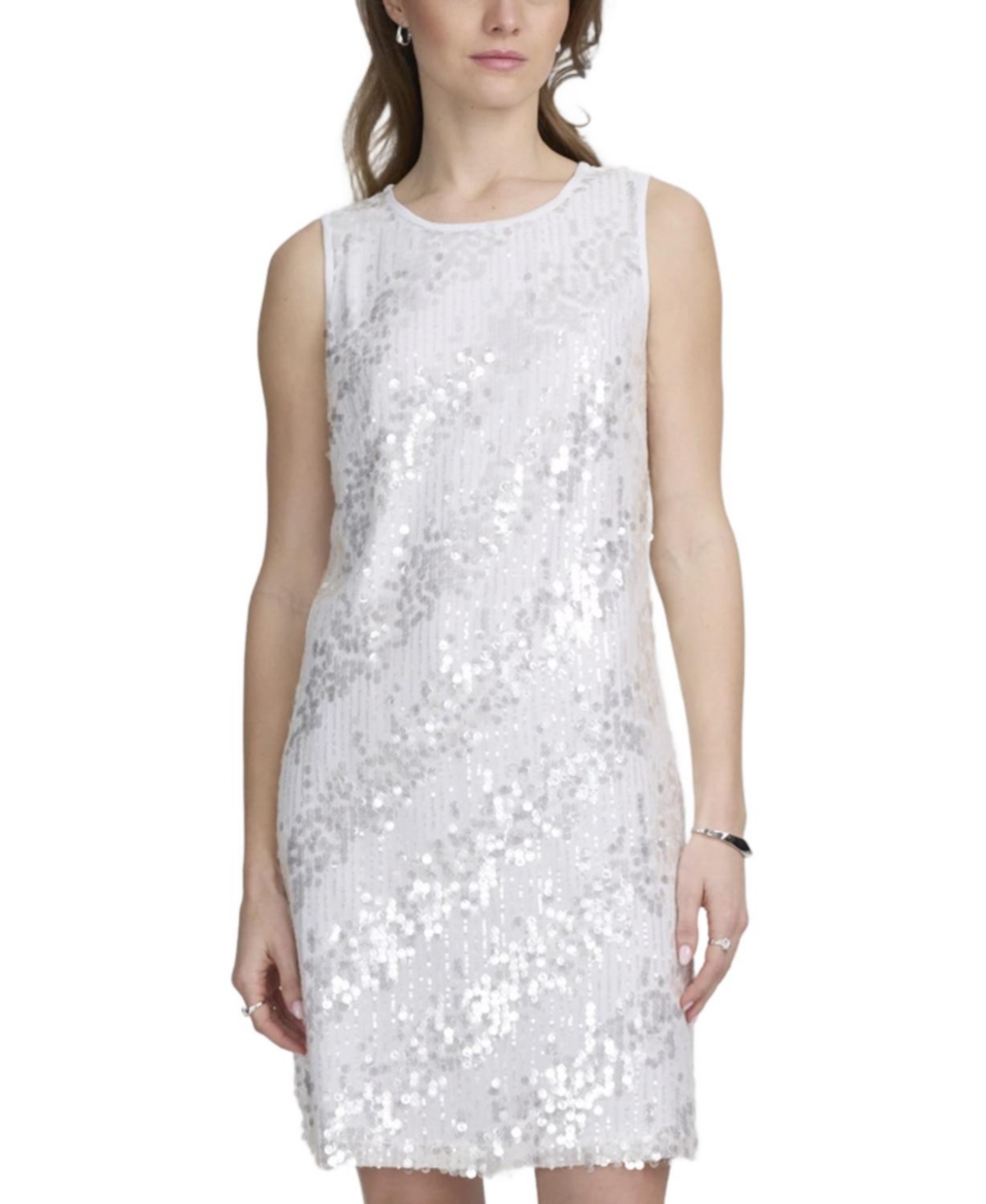 Click here for Elle Collection Womens Sequin Overlay Dress - Silv... prices
