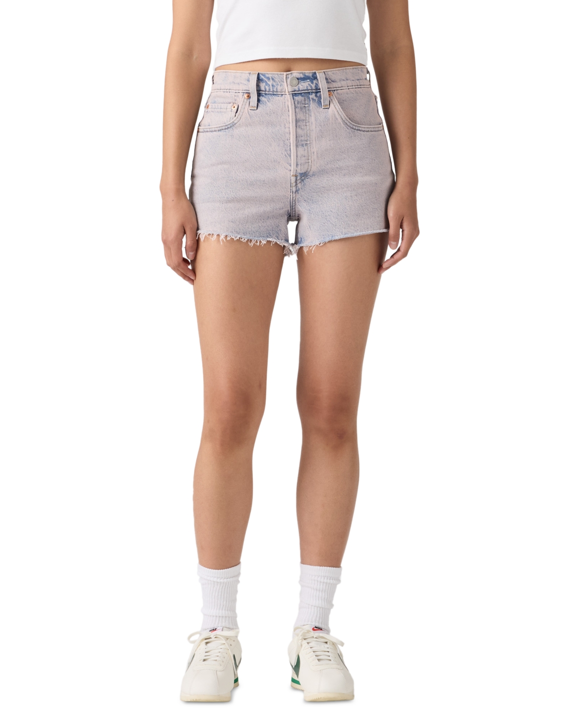 Click here for Levis Womens 501 Button Fly High-Rise Denim Shorts... prices
