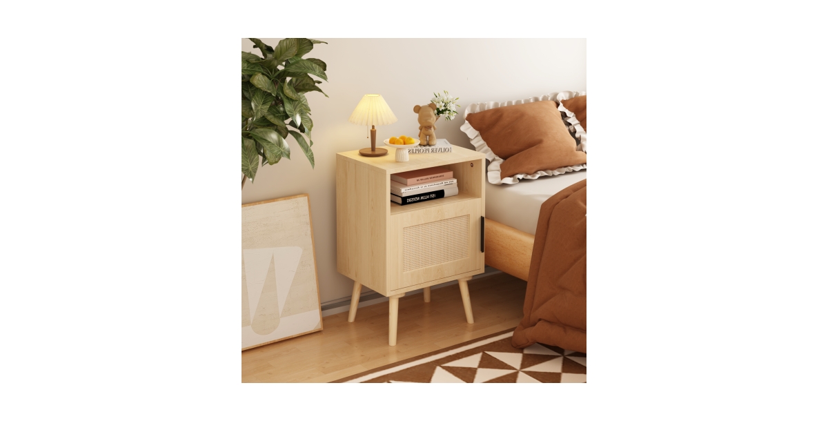 Click here for Lucky One 23W Rattan Nightstand with Door Open She... prices