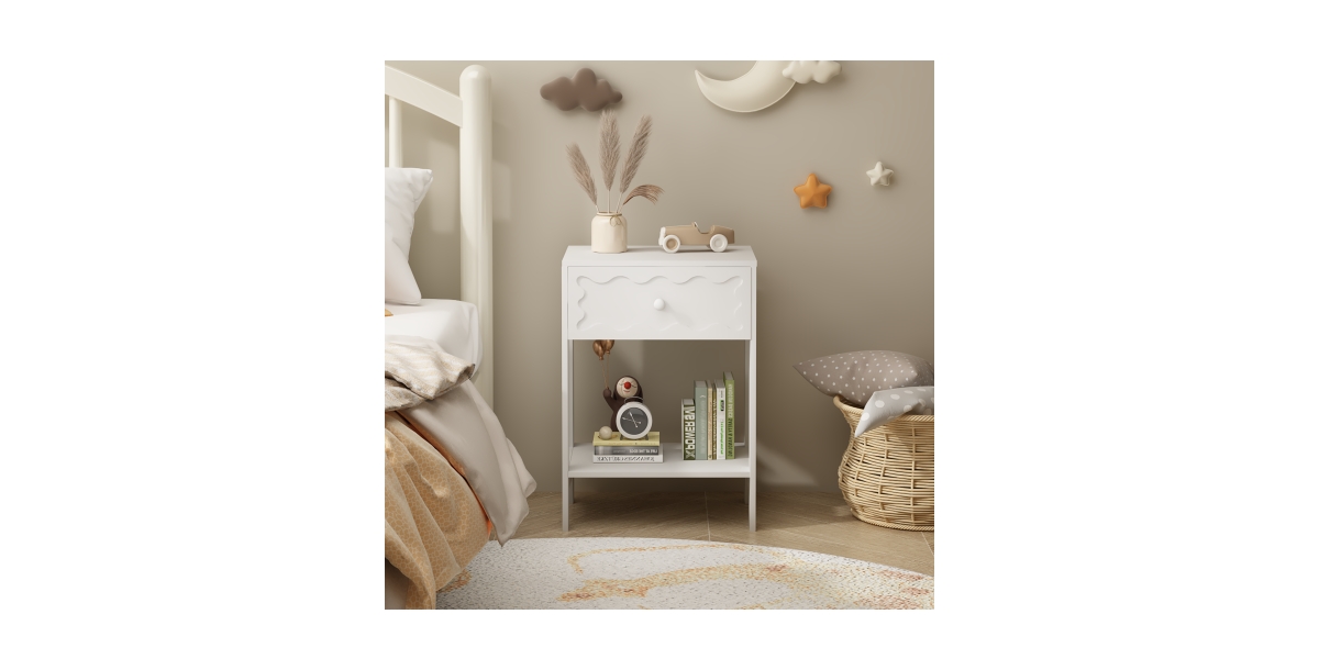 Click here for Lucky One Nightstand with Drawer and Shelf - White prices
