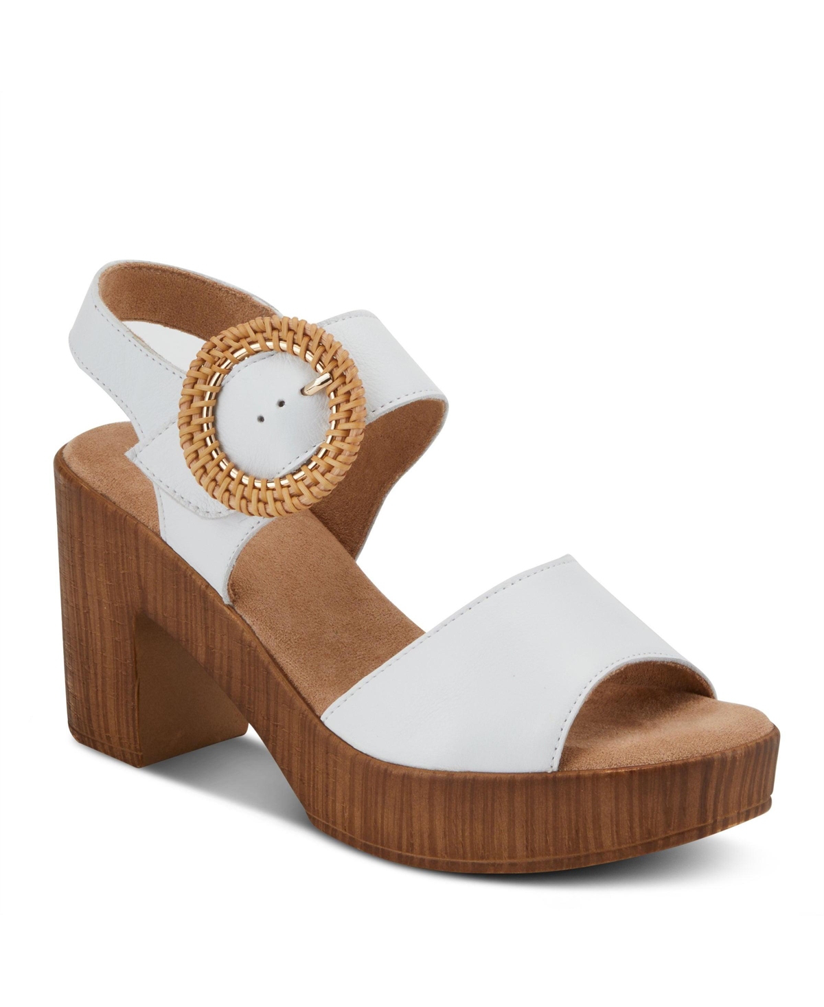 Spring Step Gamona Womens Ankle Strap with Buckle Closure - White