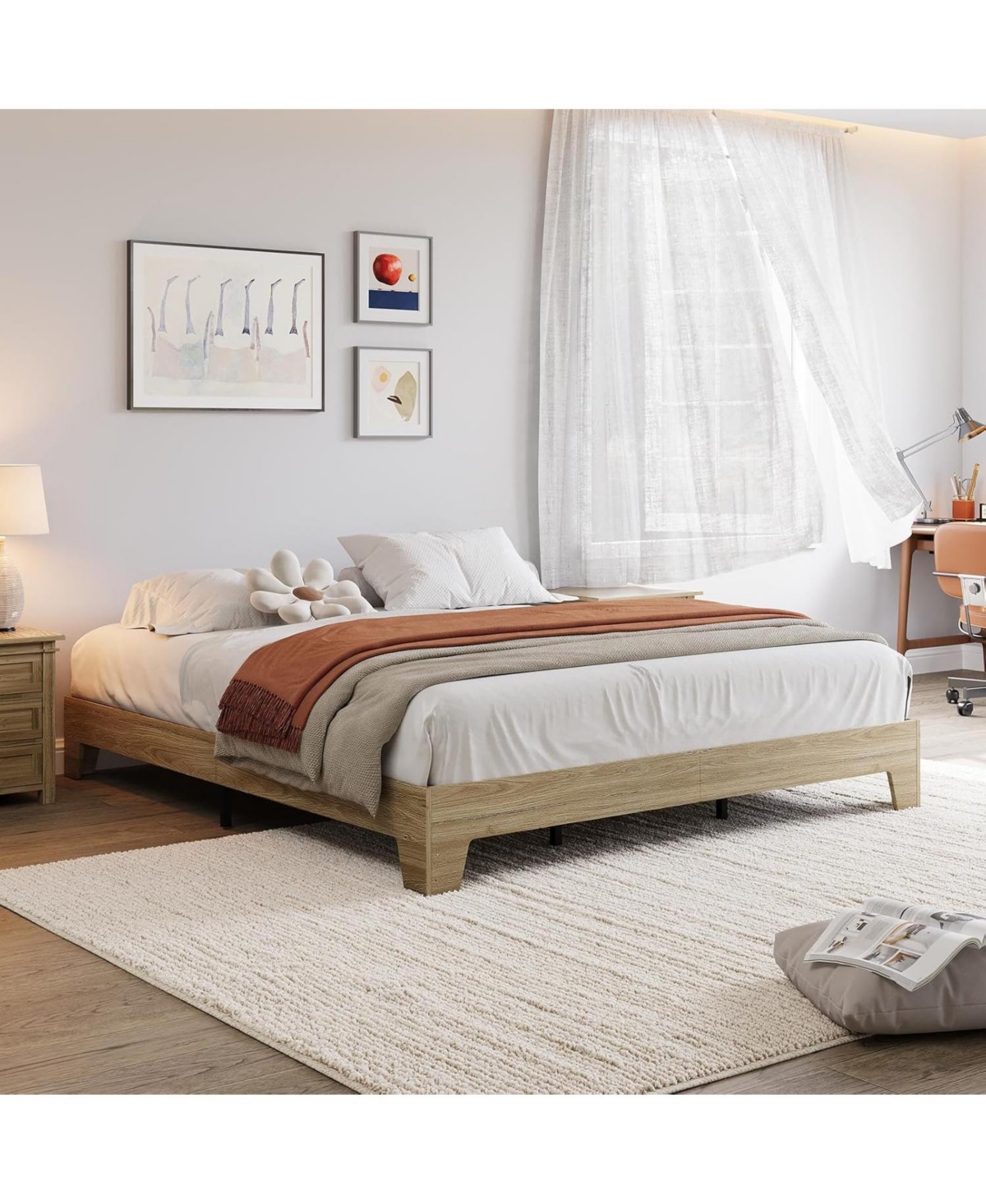 Click here for gaomon King Wood Platform Bed Frame Slat Support N... prices