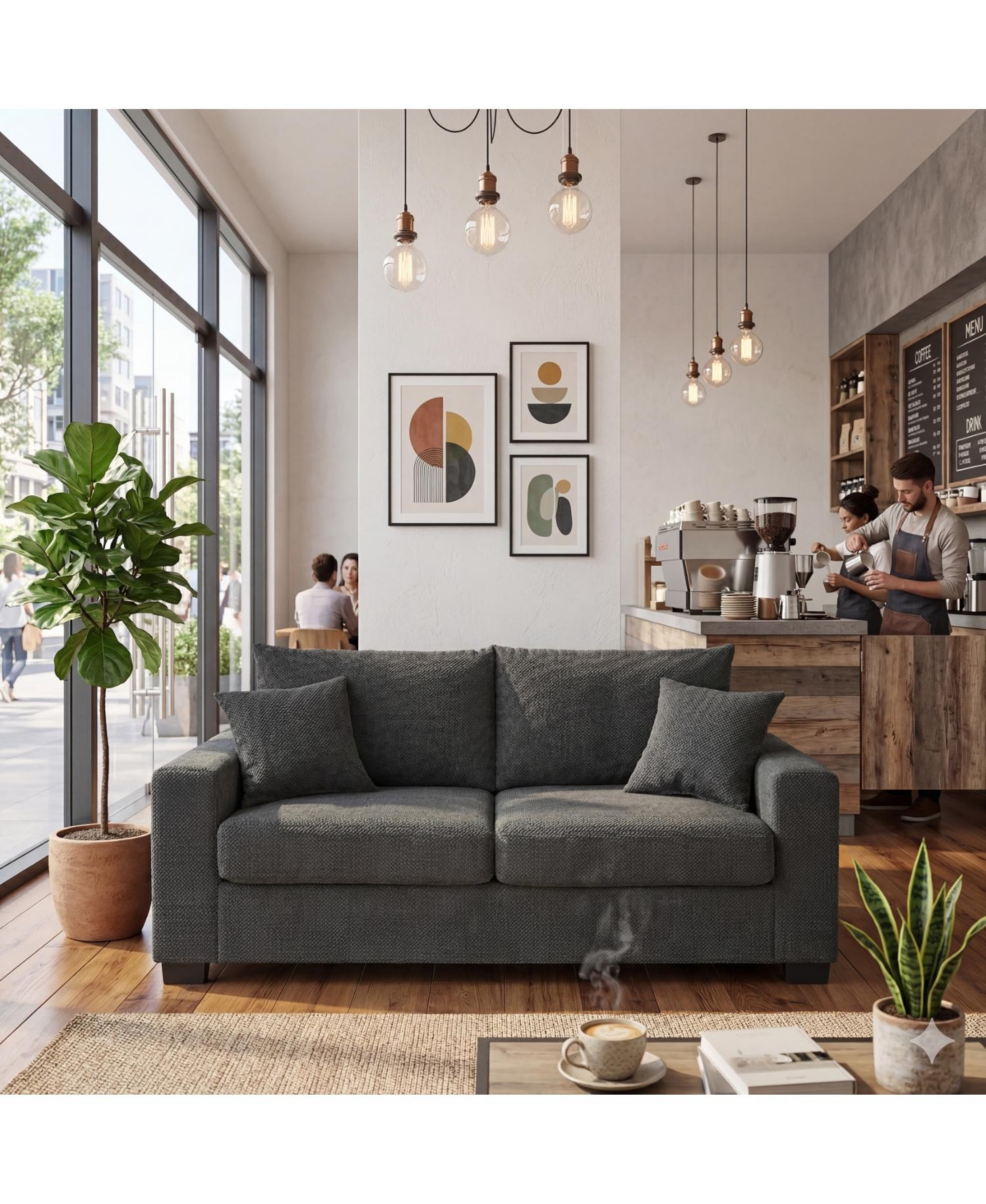 Click here for Rainsken Loveseat Sofa  with 2 Throw Pillows  Comf... prices