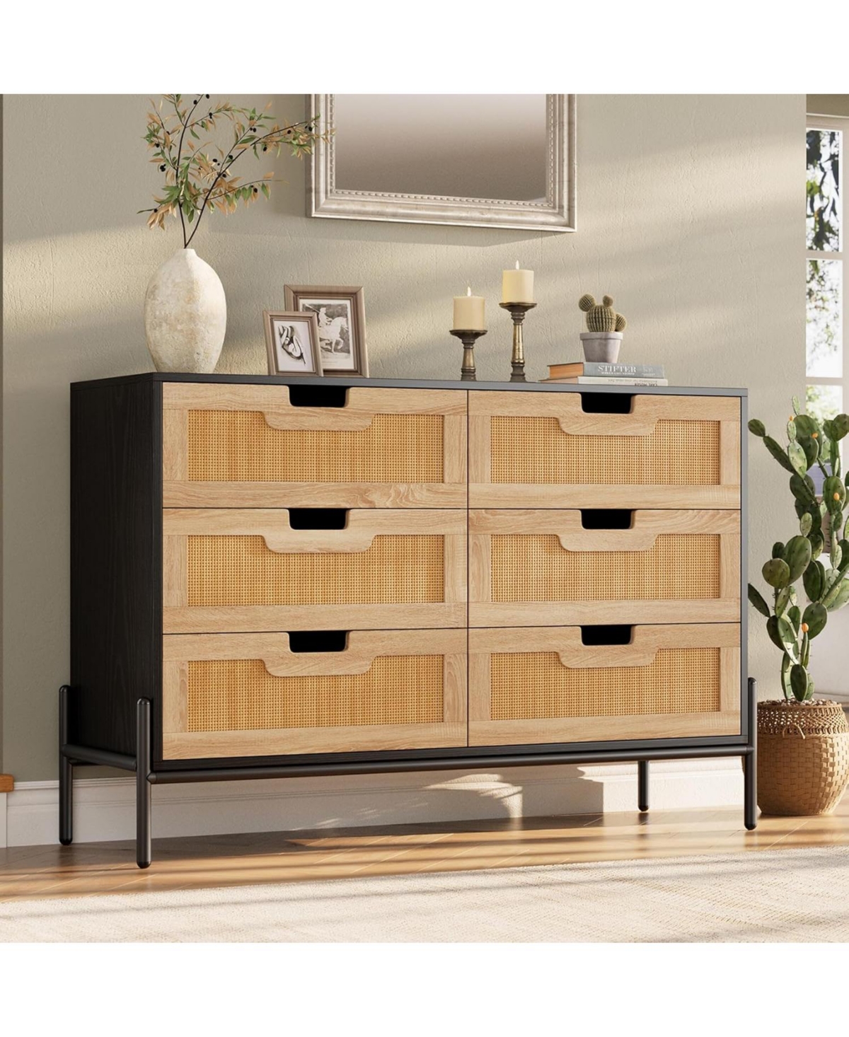Click here for gaomon Rattan 6 Drawer Dresser  W Boho Chest with... prices
