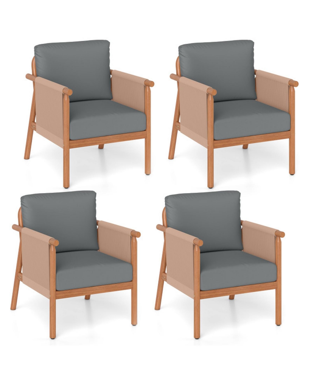 Click here for Sugift Set of 4 Patio Acacia Wood Chairs with Wove... prices