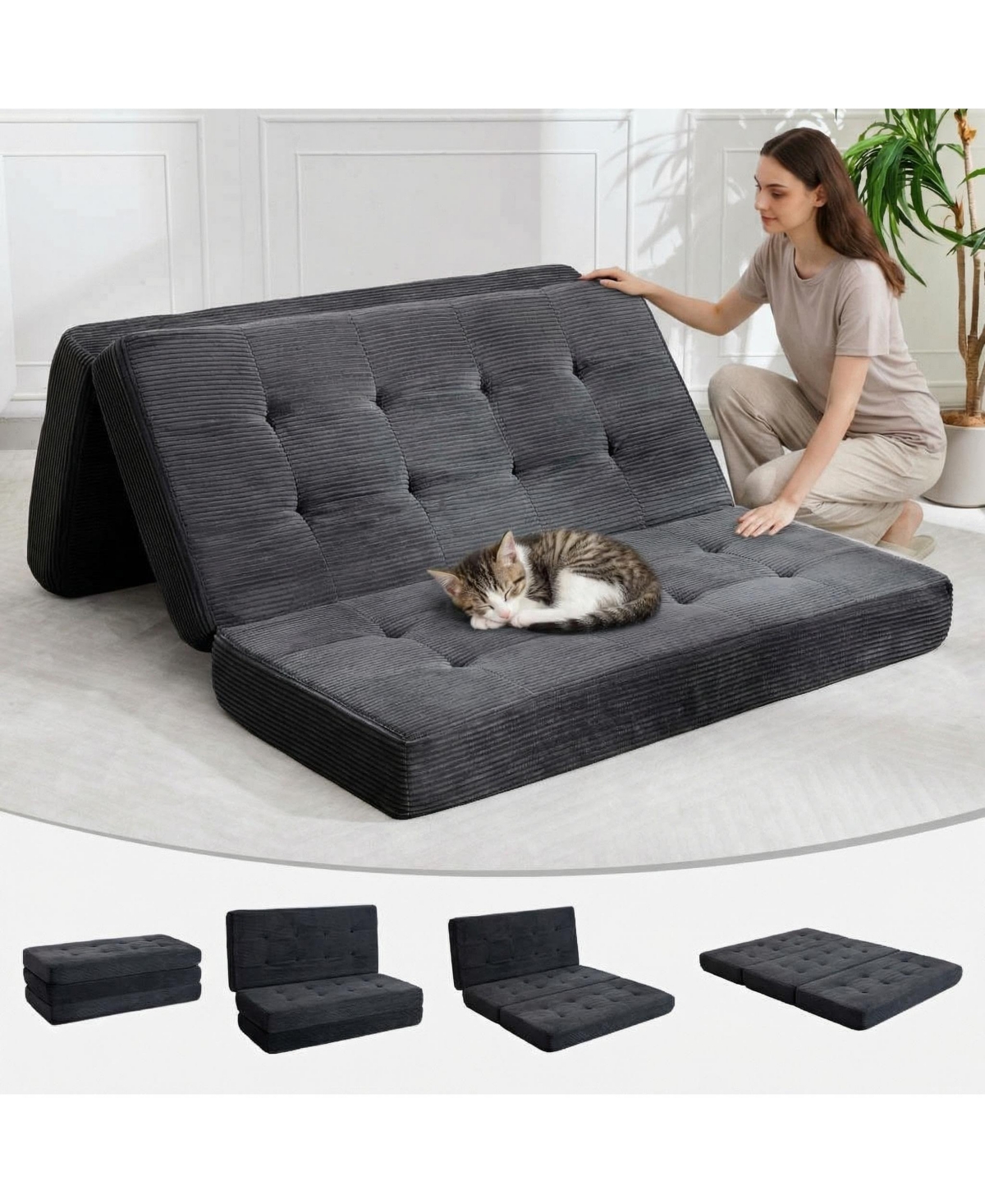 Click here for homfan 6 Tri-Fold Mattress 75 x 54.3  Corduroy Sof... prices