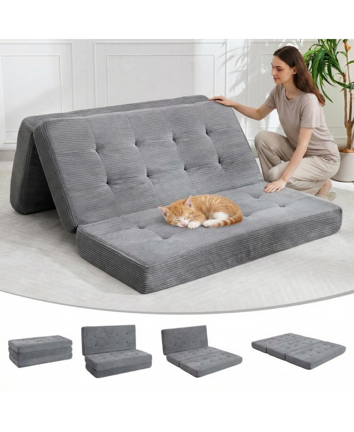 Click here for homfan 6 Tri-Fold Mattress 75 x 54.3  Corduroy Sof... prices