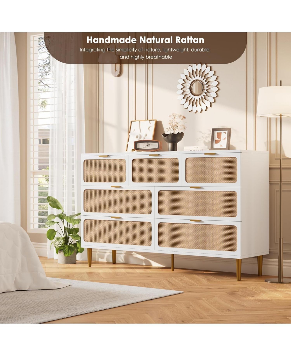 Click here for gaomon Modern Rattan 7-Drawer Tall Dresser  Deep S... prices