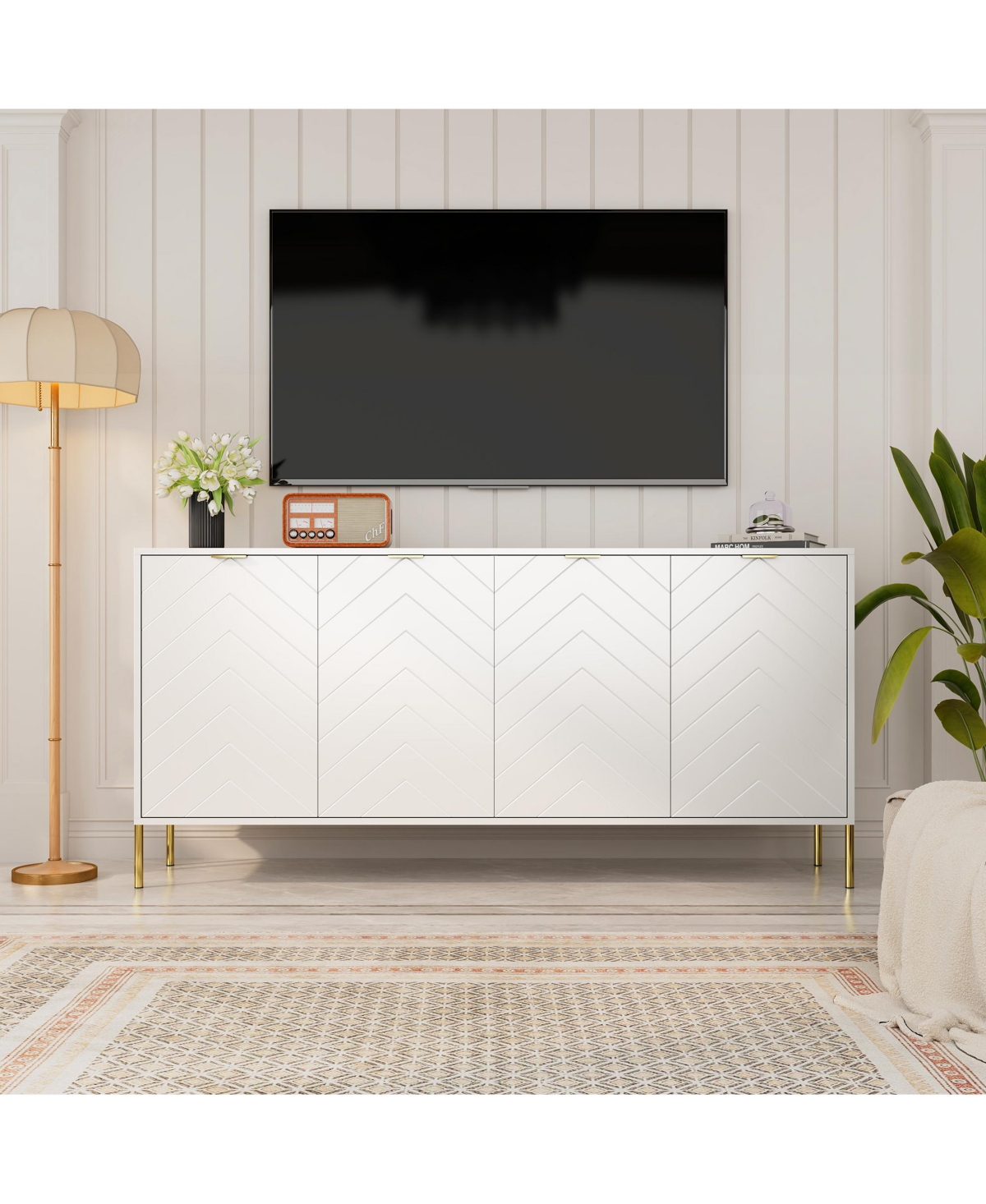 Click here for Clihome Storage Cabinet with 4 Doors  63 Inch Mond... prices