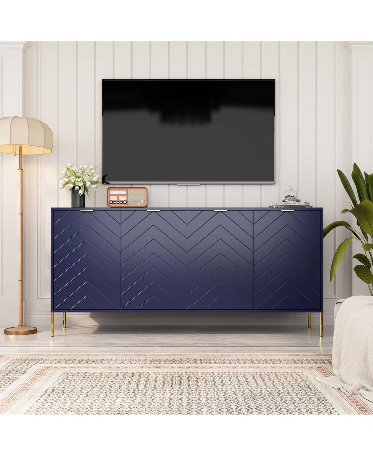 Click here for Clihome Storage Cabinet with 4 Doors  63 Inch Mond... prices