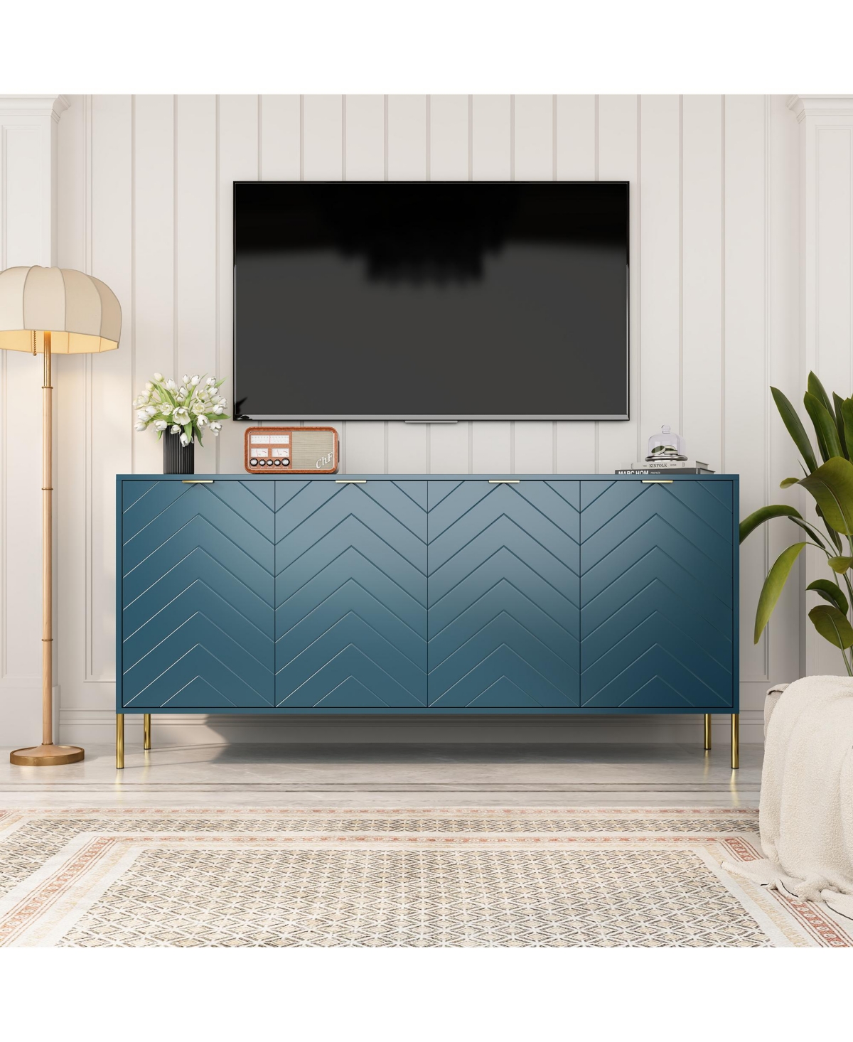 Click here for Clihome Storage Cabinet with 4 Doors  63 Inch Mond... prices