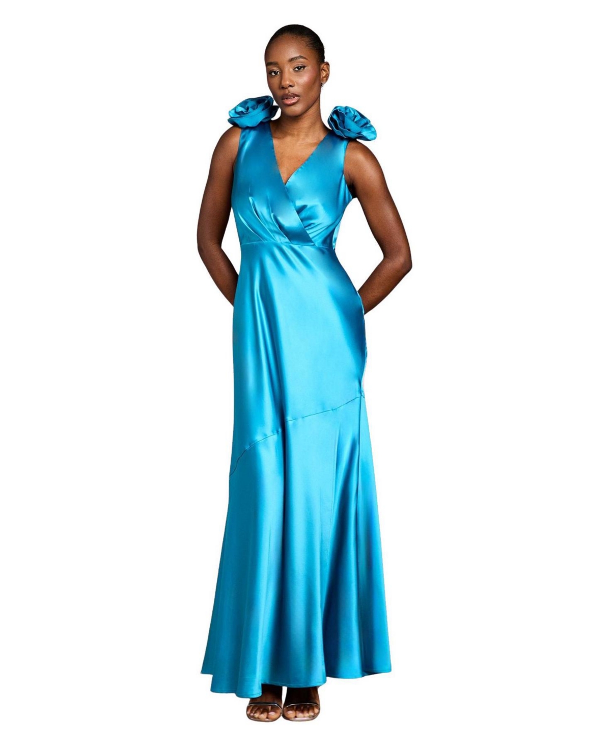 Click here for Coast Womens Corsage Satin V-Neck Maxi Dress - Tea... prices