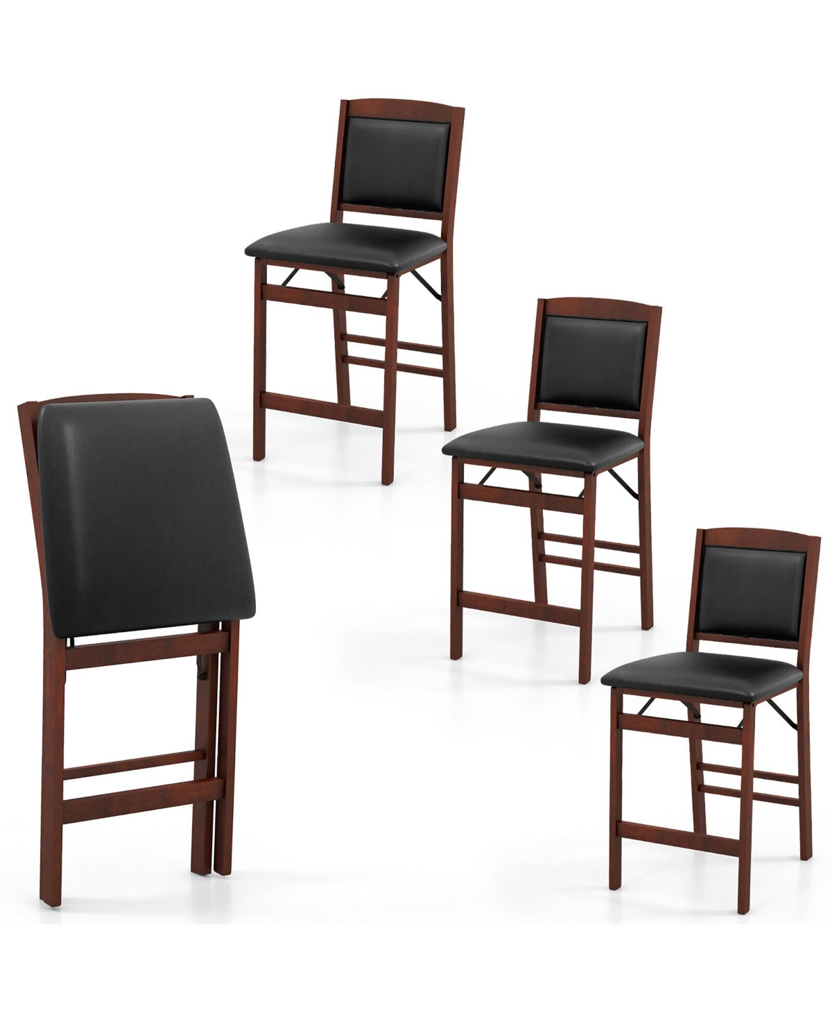 Click here for Gymax Set of 4 Counter Height Chairs with Rubber W... prices