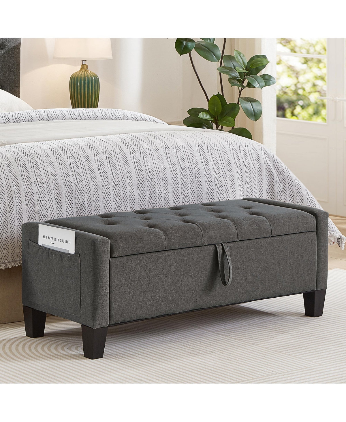 Click here for sumyeg Storage Ottoman Bench with Safety Hinge and... prices