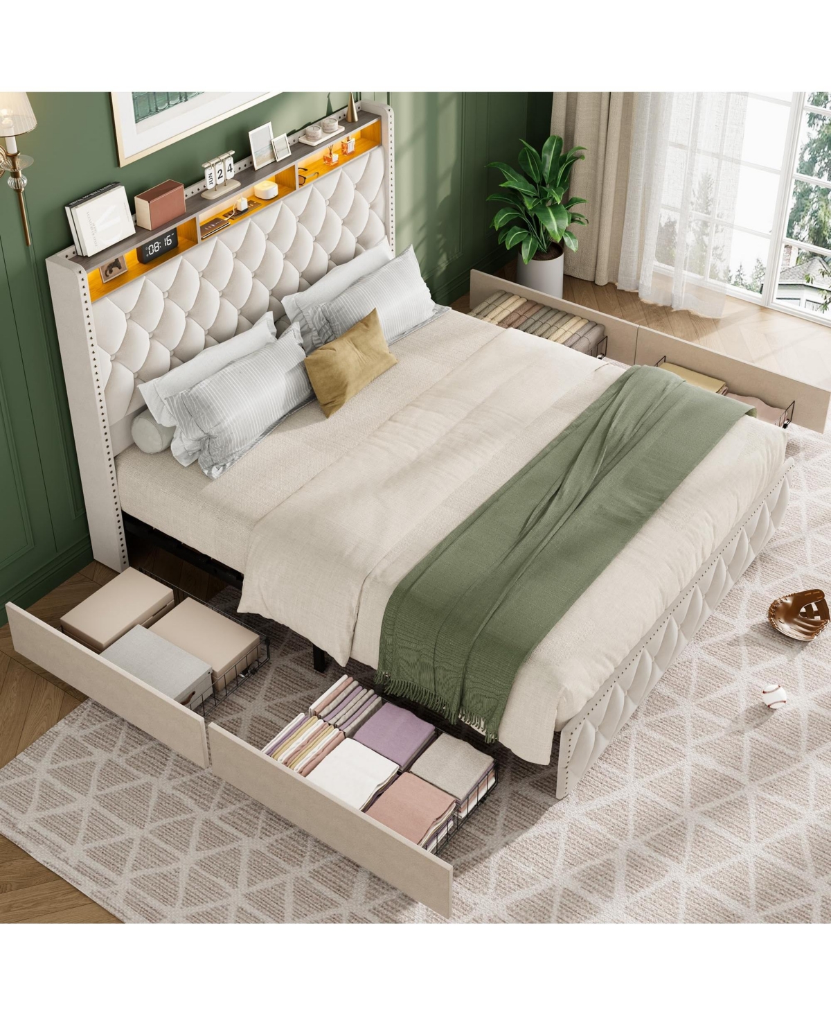 Click here for homfan Upholstered Platform Bed Frame  Tall Soft H... prices