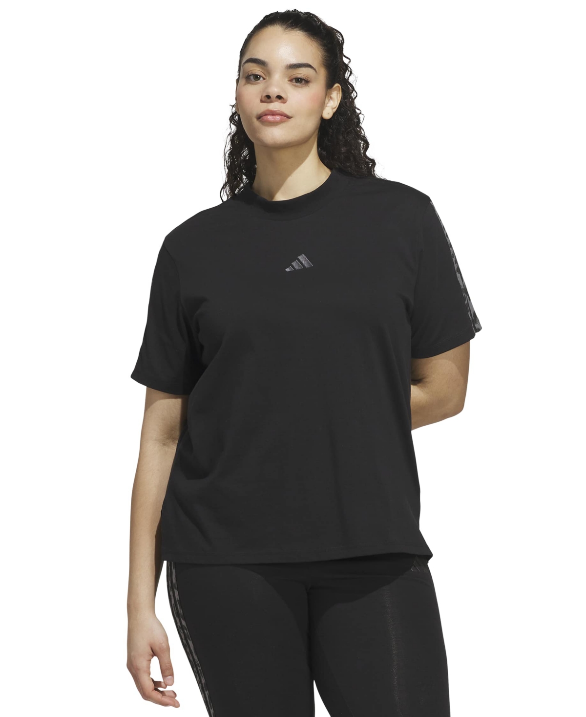 Click here for adidas Plus Size Animal Print T-Shirt - Black prices