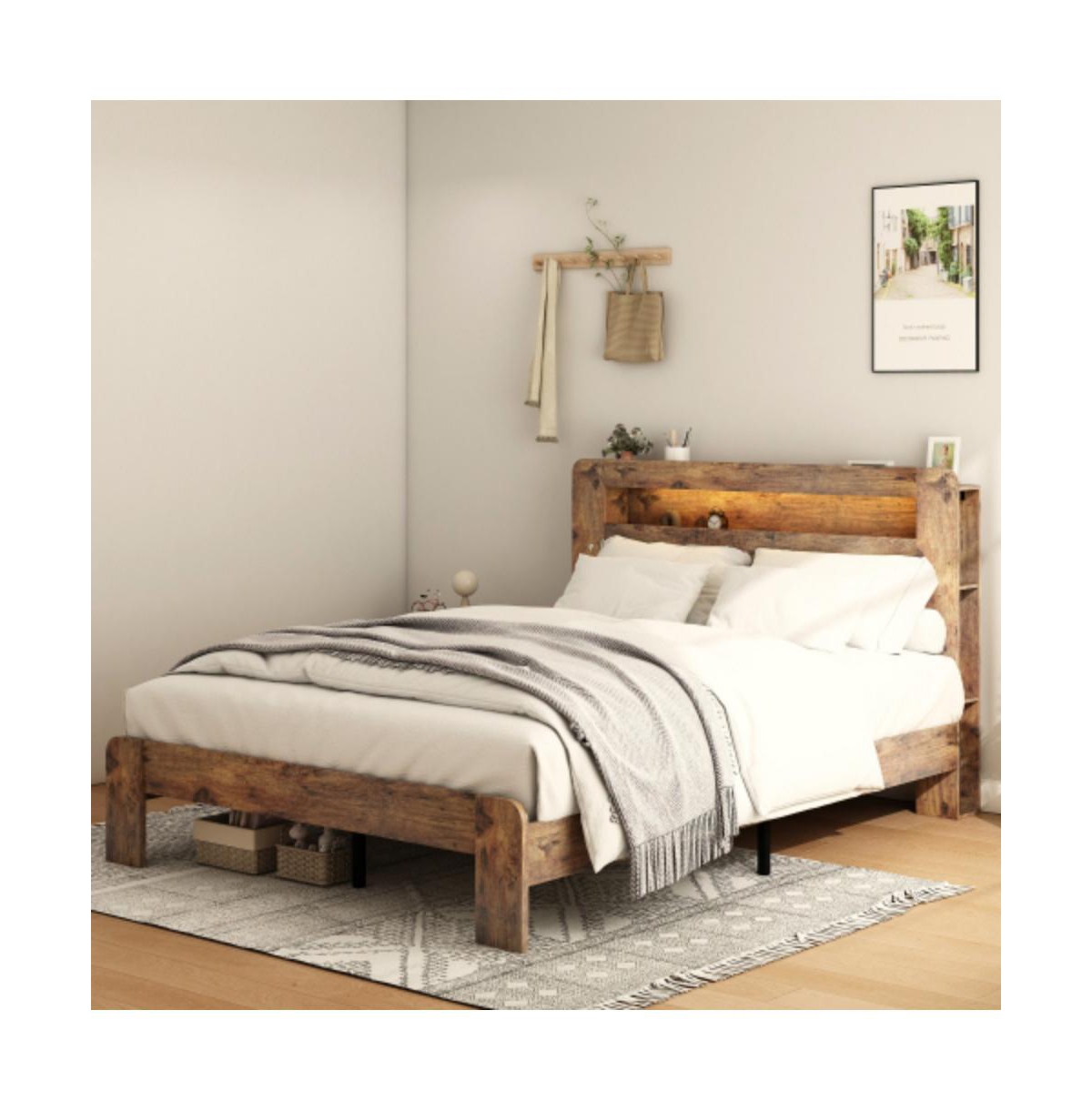 Click here for Lucky One King Size Wood Platform Bed Frame with S... prices