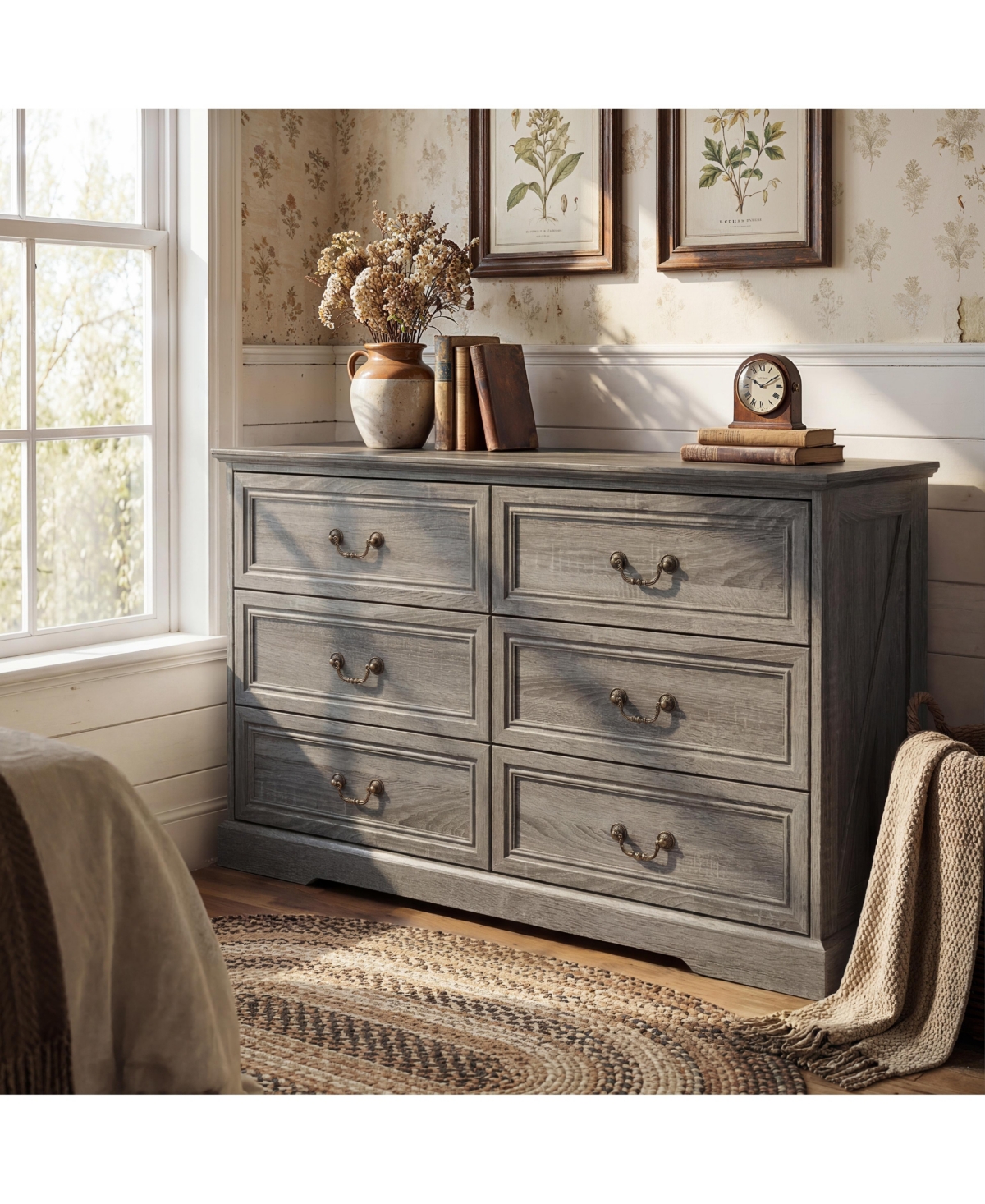Click here for Homsee 6-Drawer Dresser with Angled Stripes - 52-I... prices