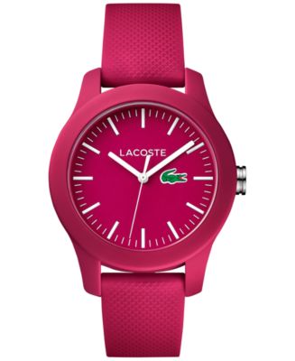 Lacoste Women's 12.12 Pink Rubber Strap Watch 38mm 2000957 - Macy's